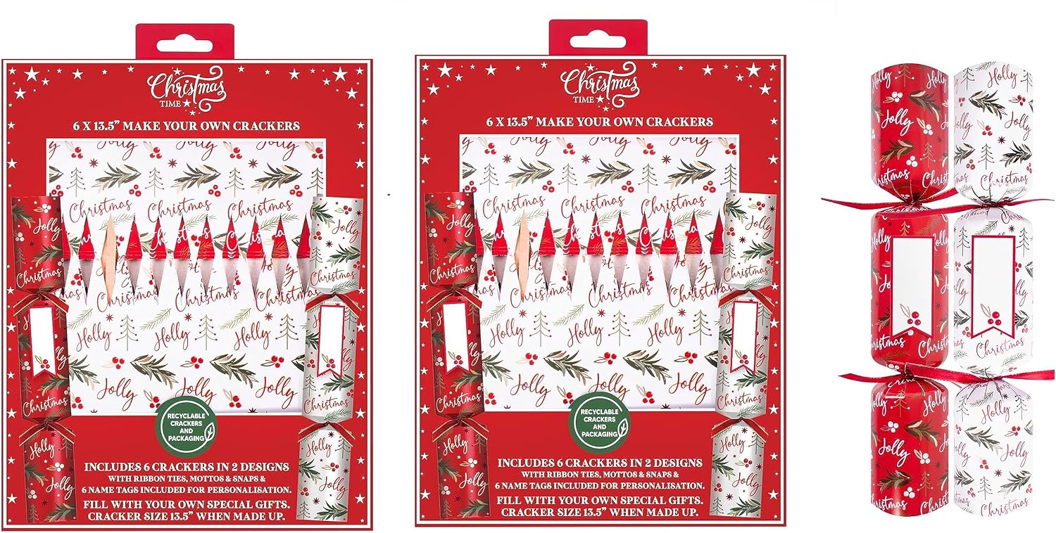 Ozmoint Make Your Own DIY Festive Christmas Crackers - Pack of 6 or 12 ...
