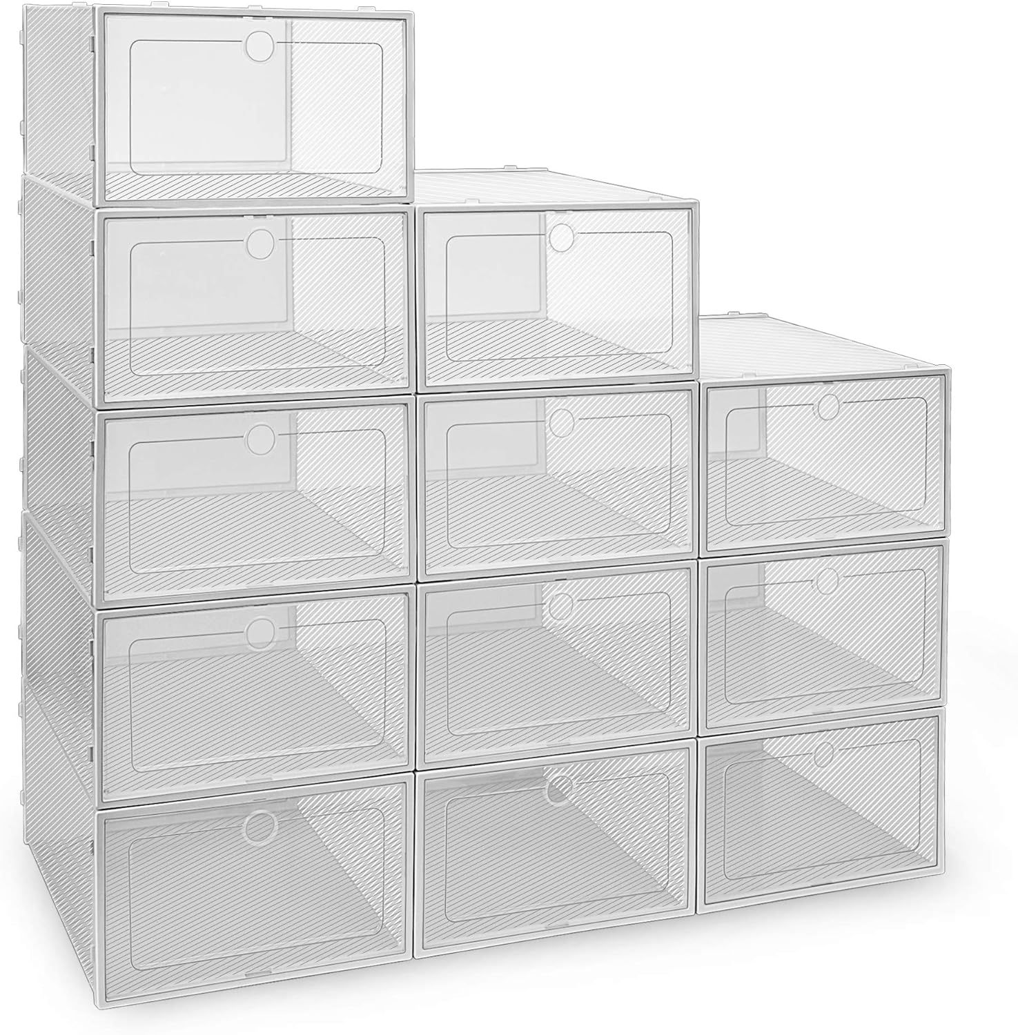 Amazon.com: IPOW 12 Pack Thickened Clear Plastic Stackable Shoe Boxes ...