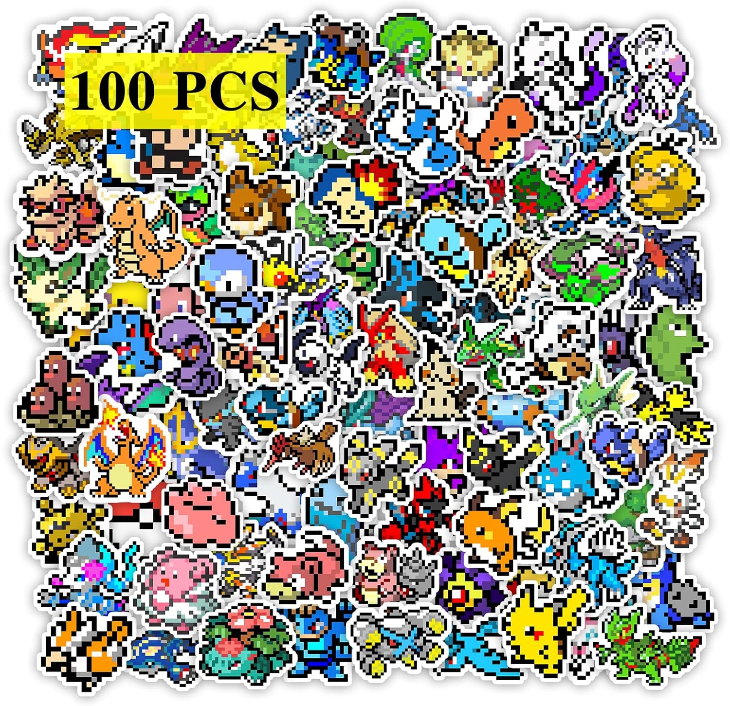 Amazon.com: Pounchi Retro Video Game Stickers (100 Pcs) Cute Pixel Game ...