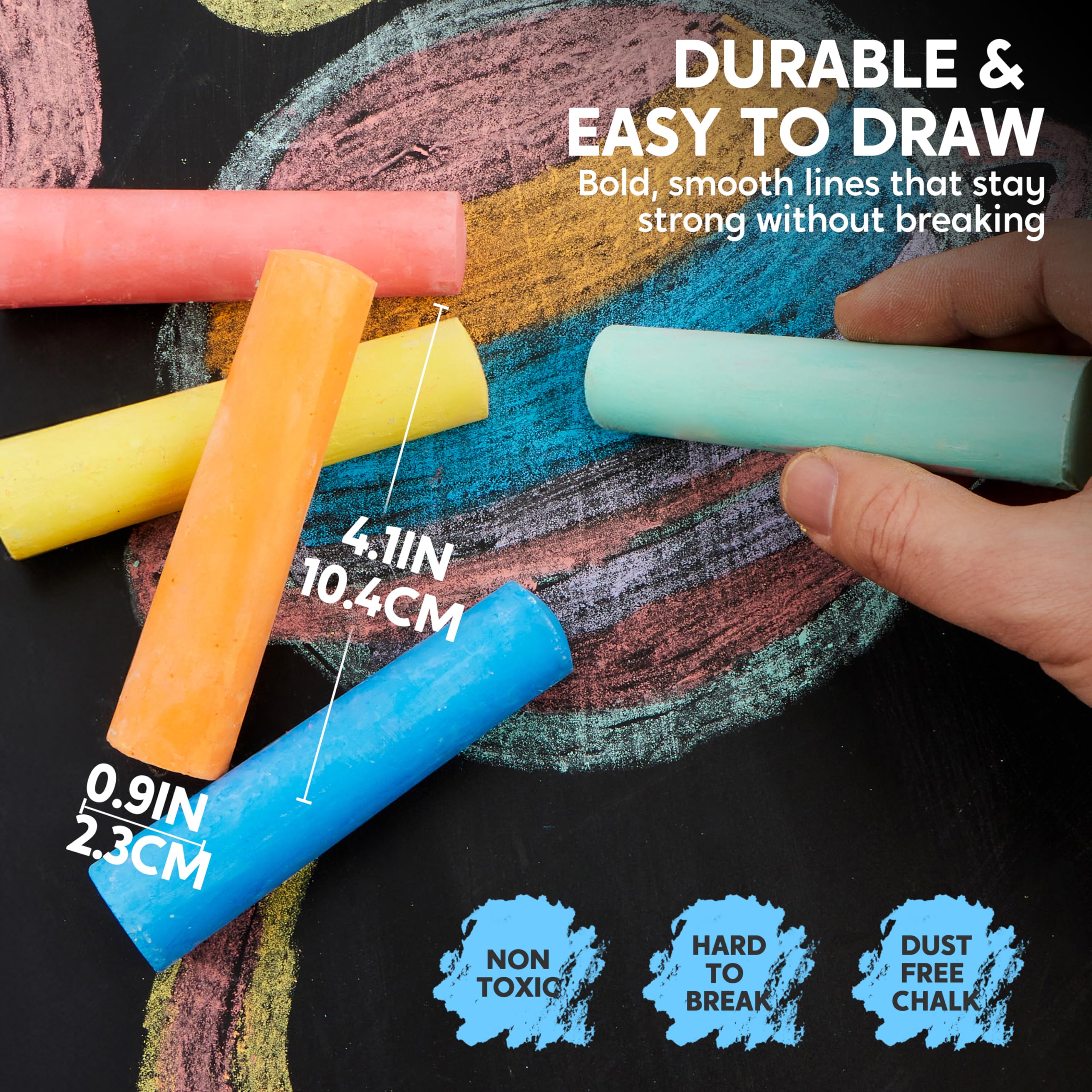 Snapklik.com : 20 PCS Washable Sidewalk Chalks Set In 20 Colors, Non ...