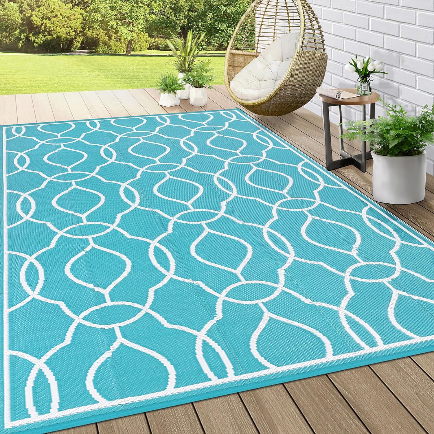Amazon.com: MJIAHOMDEC Outdoor Rug 8x10 ft for Patios Waterproof ...