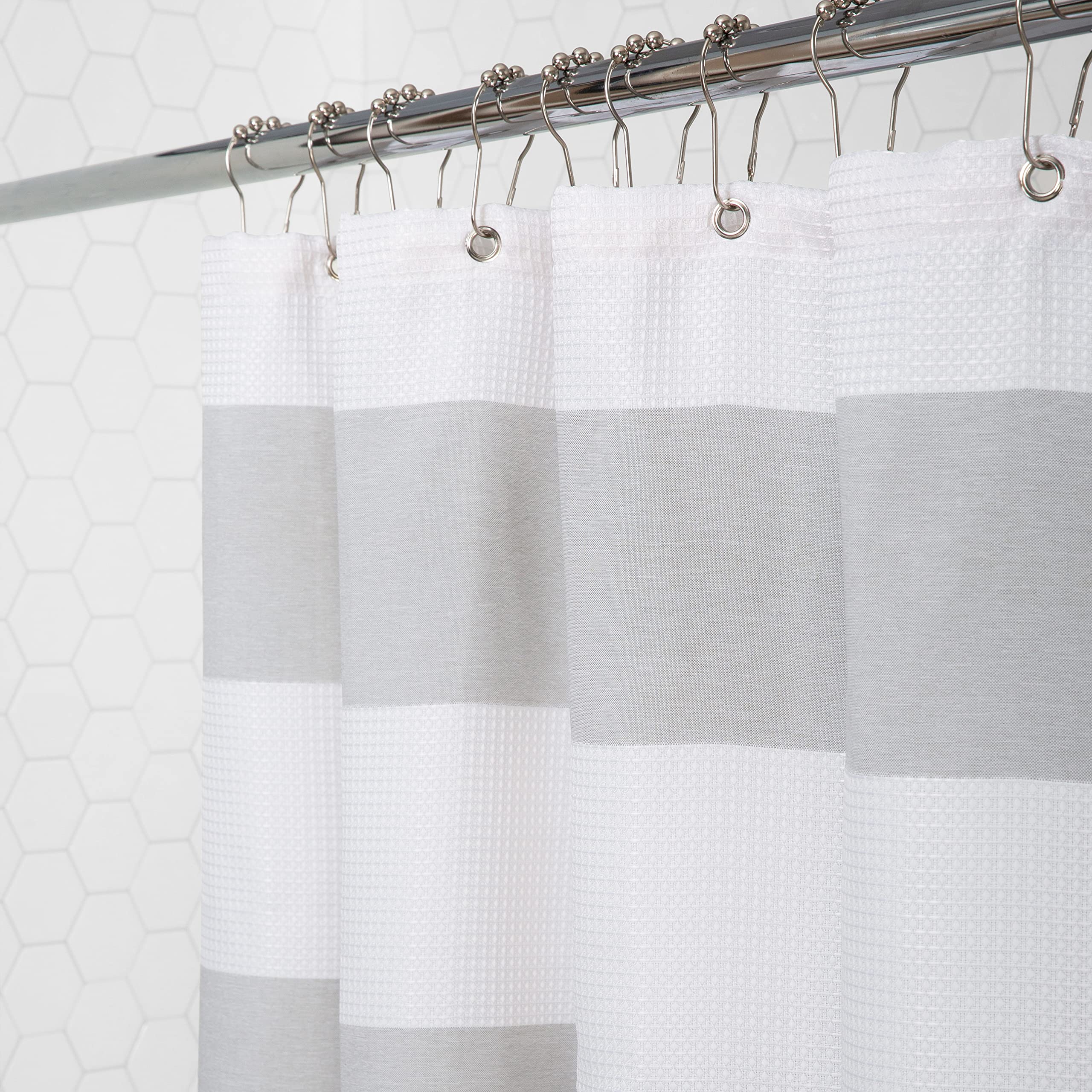 Elle Décor Jacquard Weave Bathroom Shower Curtain, Machine Washable ...