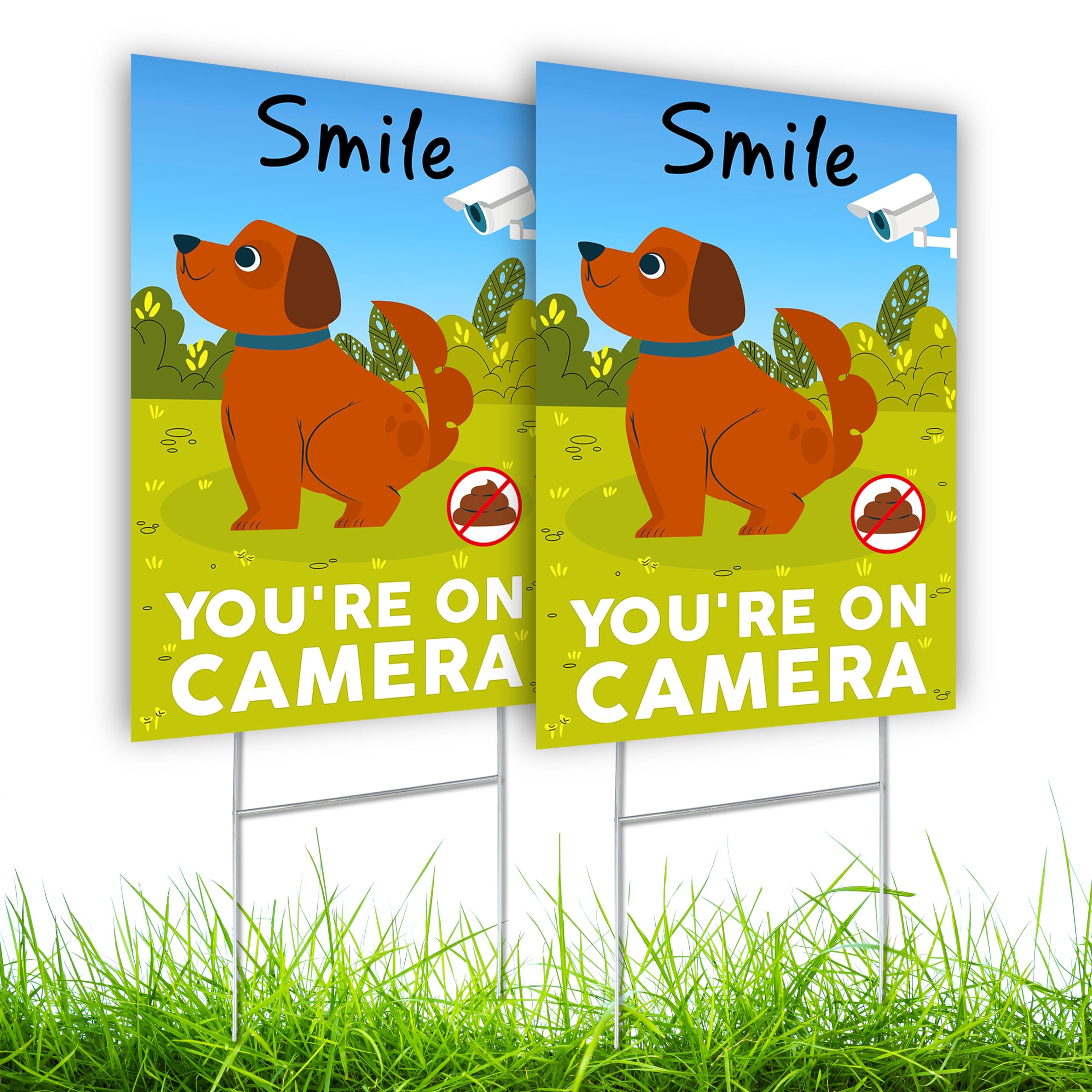 Amazon.com : 2 PC Smile You're On Camera Signs - 8x12 Double Sided ...