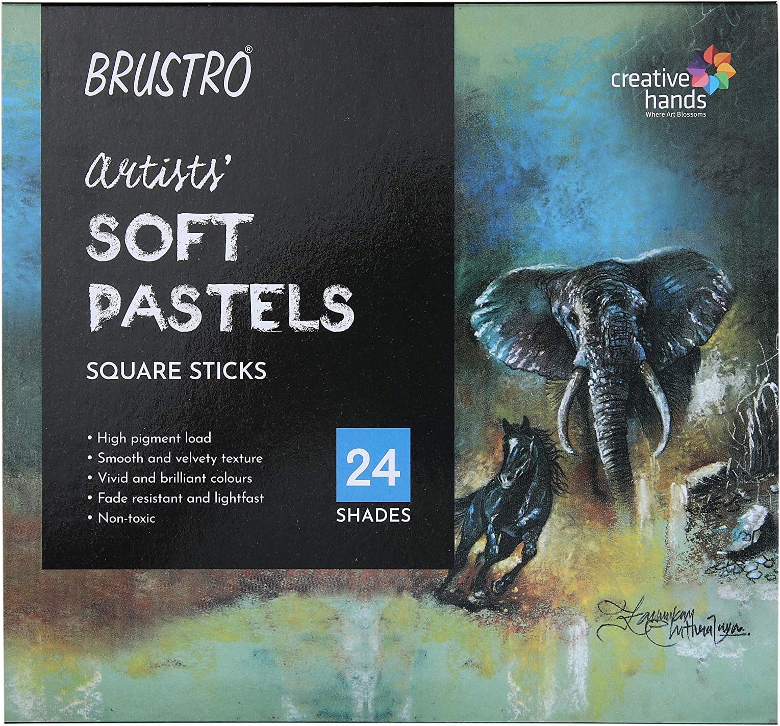 BRUSTRO Artist's Soft Pastels, Sticks - Set of 24 | Ideal for Layering ...