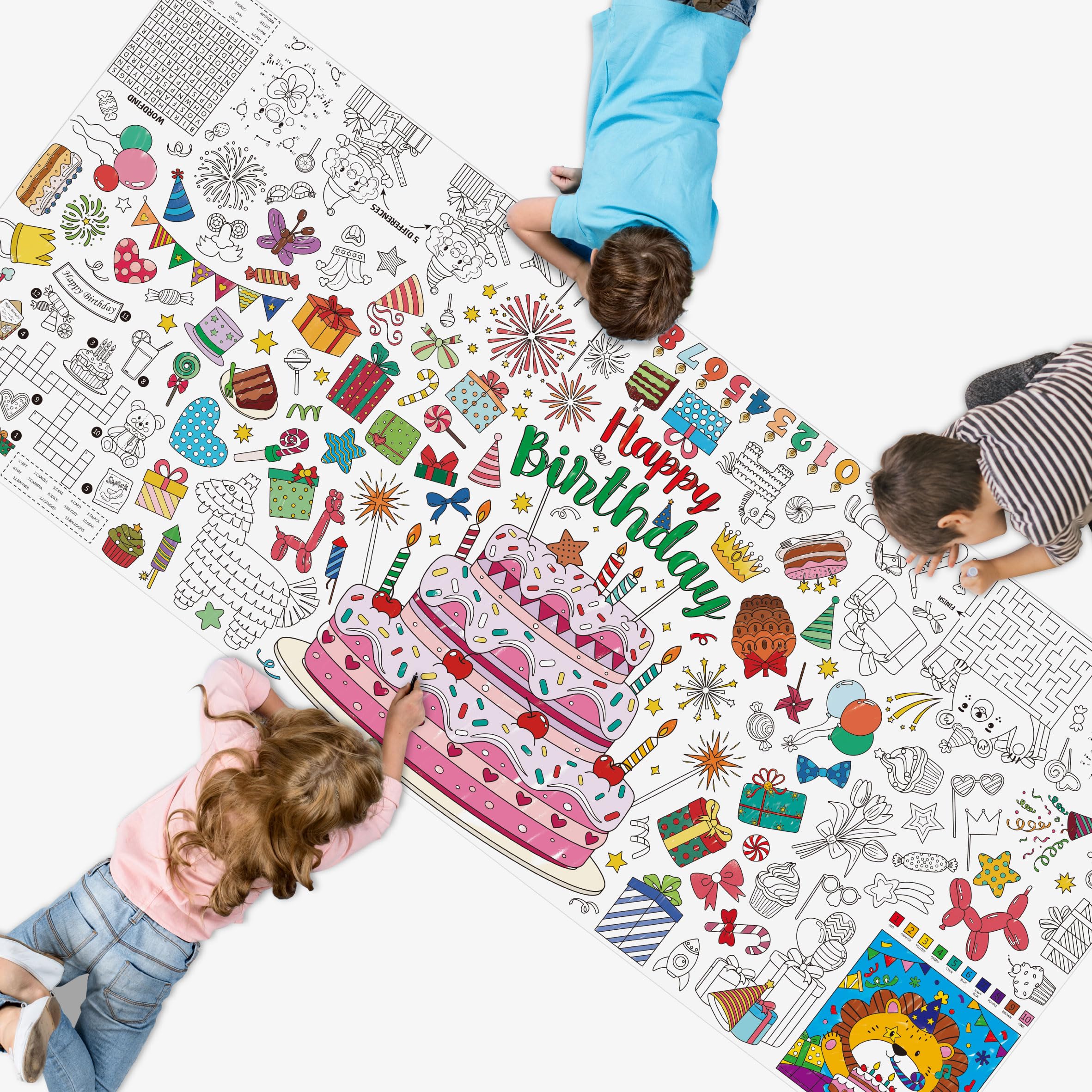 Amazon.com : Birthday Coloring Poster, Large Coloring Activity Paper 75 ...