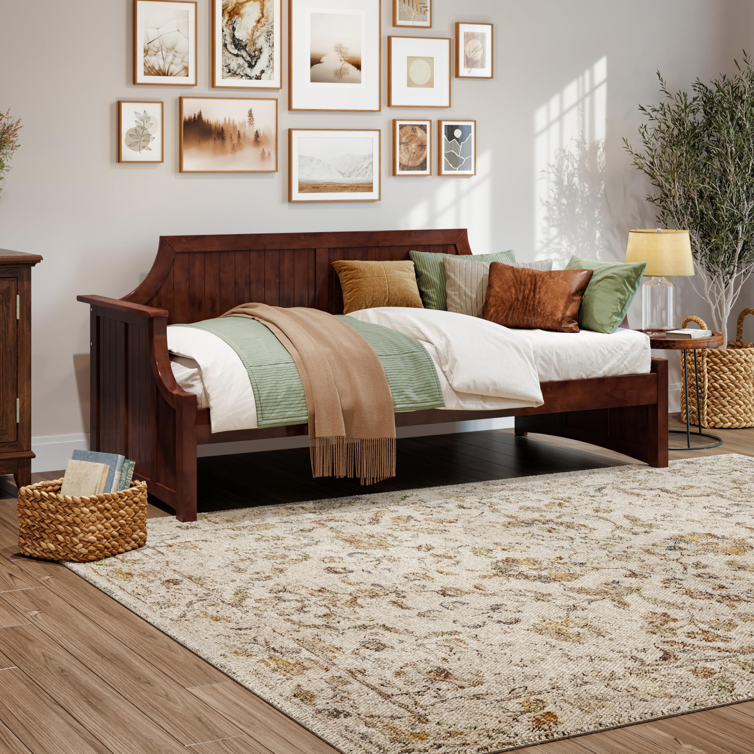 Amazon.com: Lexicon Faux Leather Daybed with Trundle, Solid Wood Frame ...