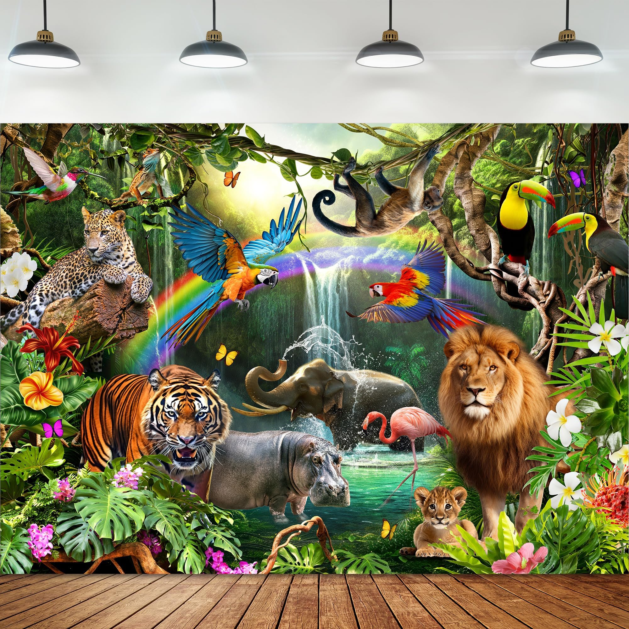 Amazon.com : Omifly Jungle Safari Animals 7Wx5H Backdrop for ...