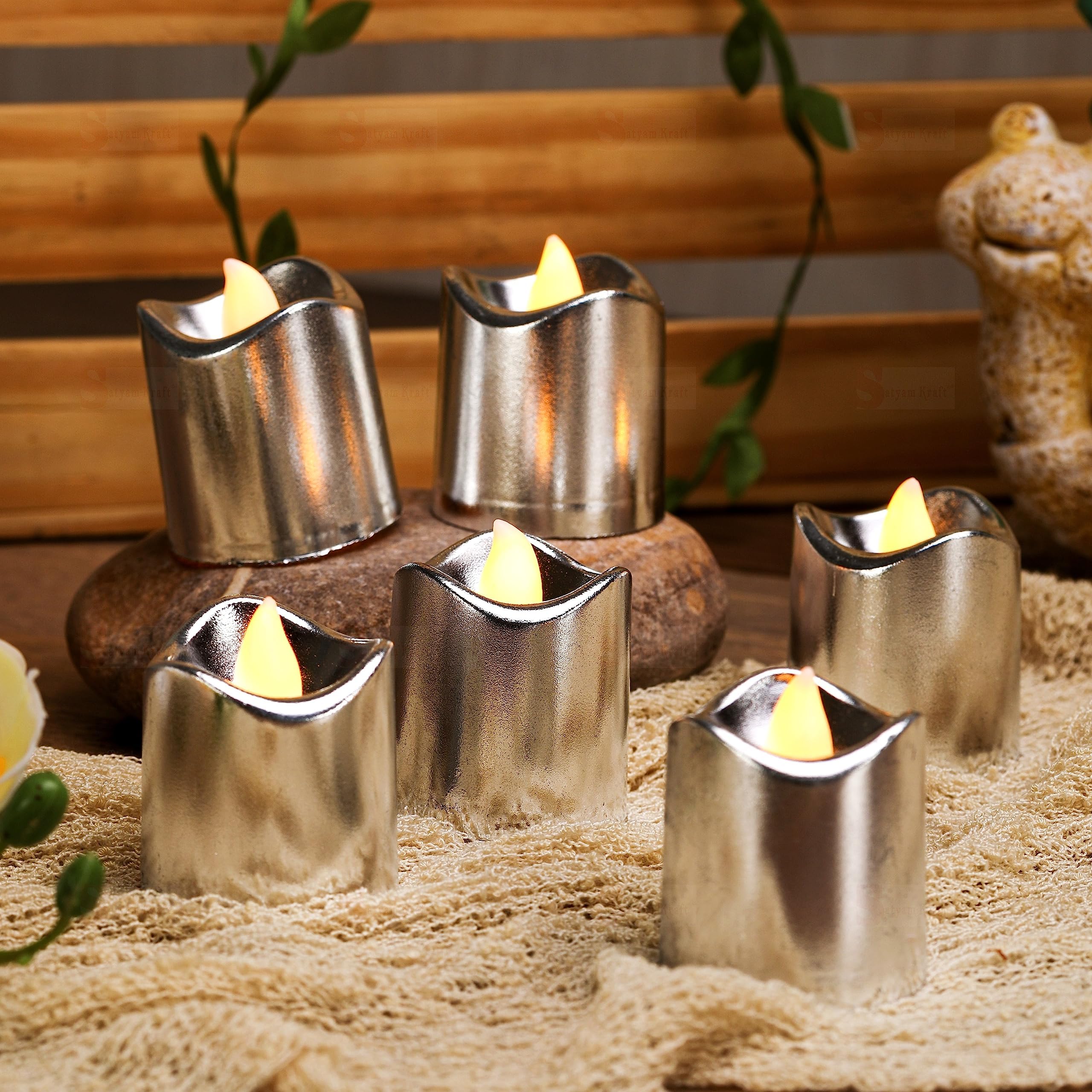SATYAM KRAFT 6 Pcs Stunning Acrylic Flameless & Smokeless LED Tea Light ...