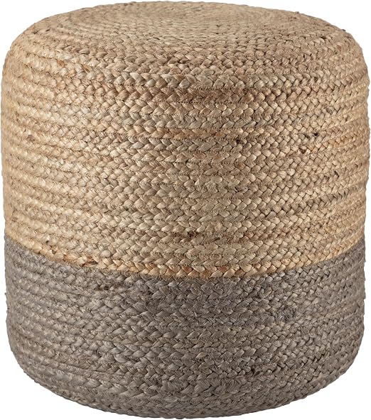 Amazon.com: Jaipur Living, Jute Pouf, Round Stuffed Ottoman, Taupe ...