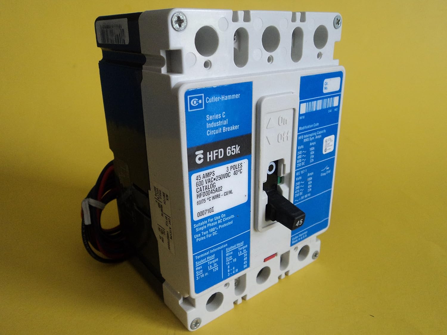 Eaton / Cutler-Hammer / Westinghouse HFD3045 (C-H) 45 AMP 3 POLE 65K ...