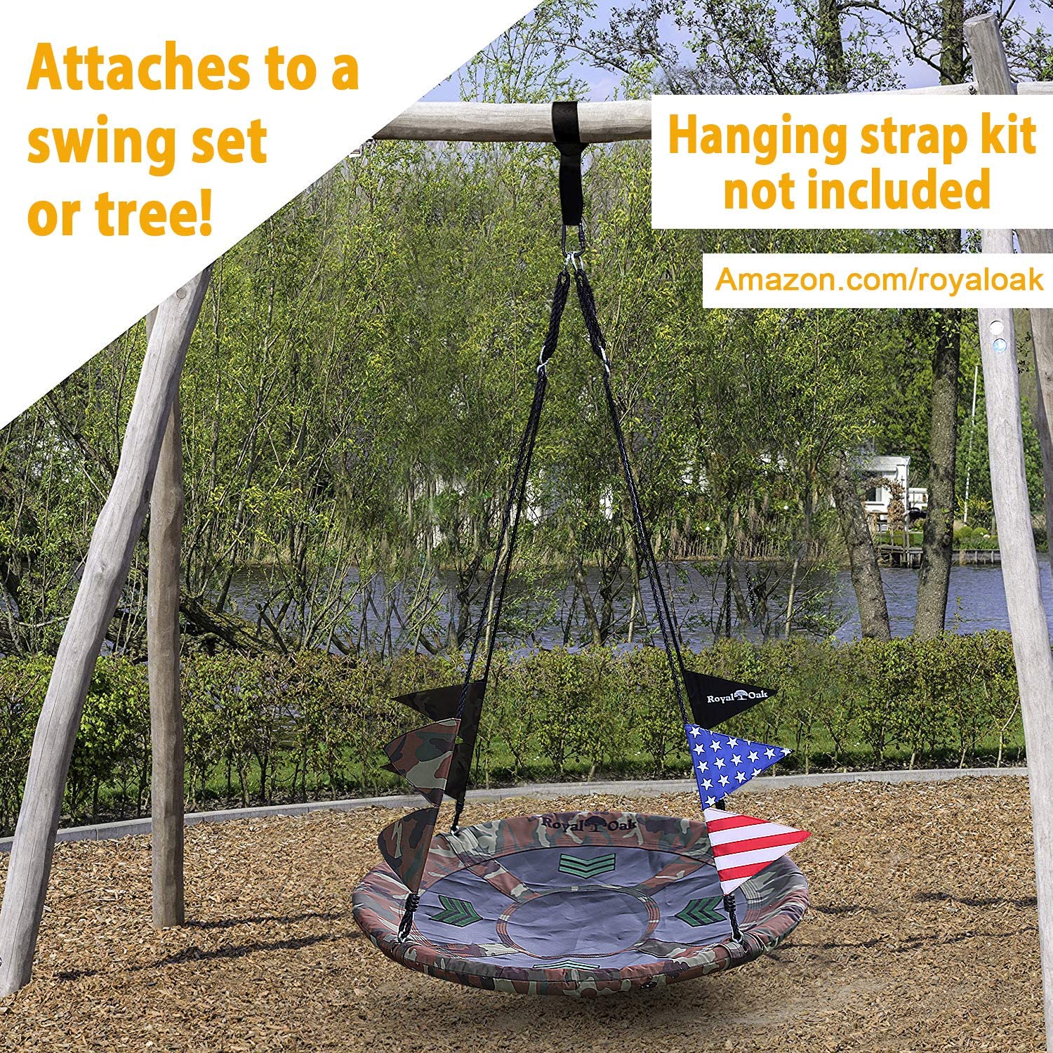 Royal Oak Saucer Tree Swing,Giant 40 Inches with Carabiners and Flags ...