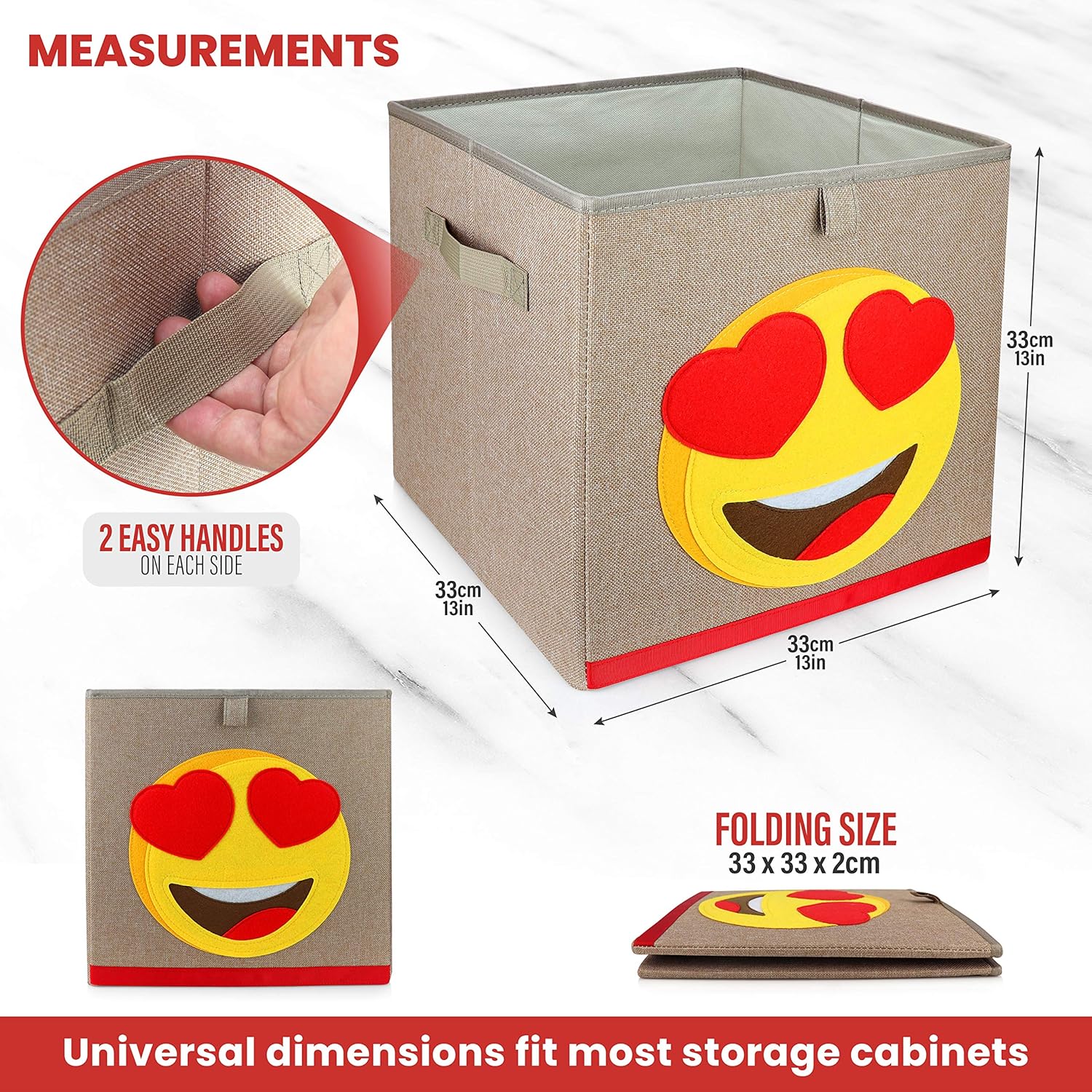 Toy Storage Kids Toy Box Unit with Emoji Design, Children’s Cube ...