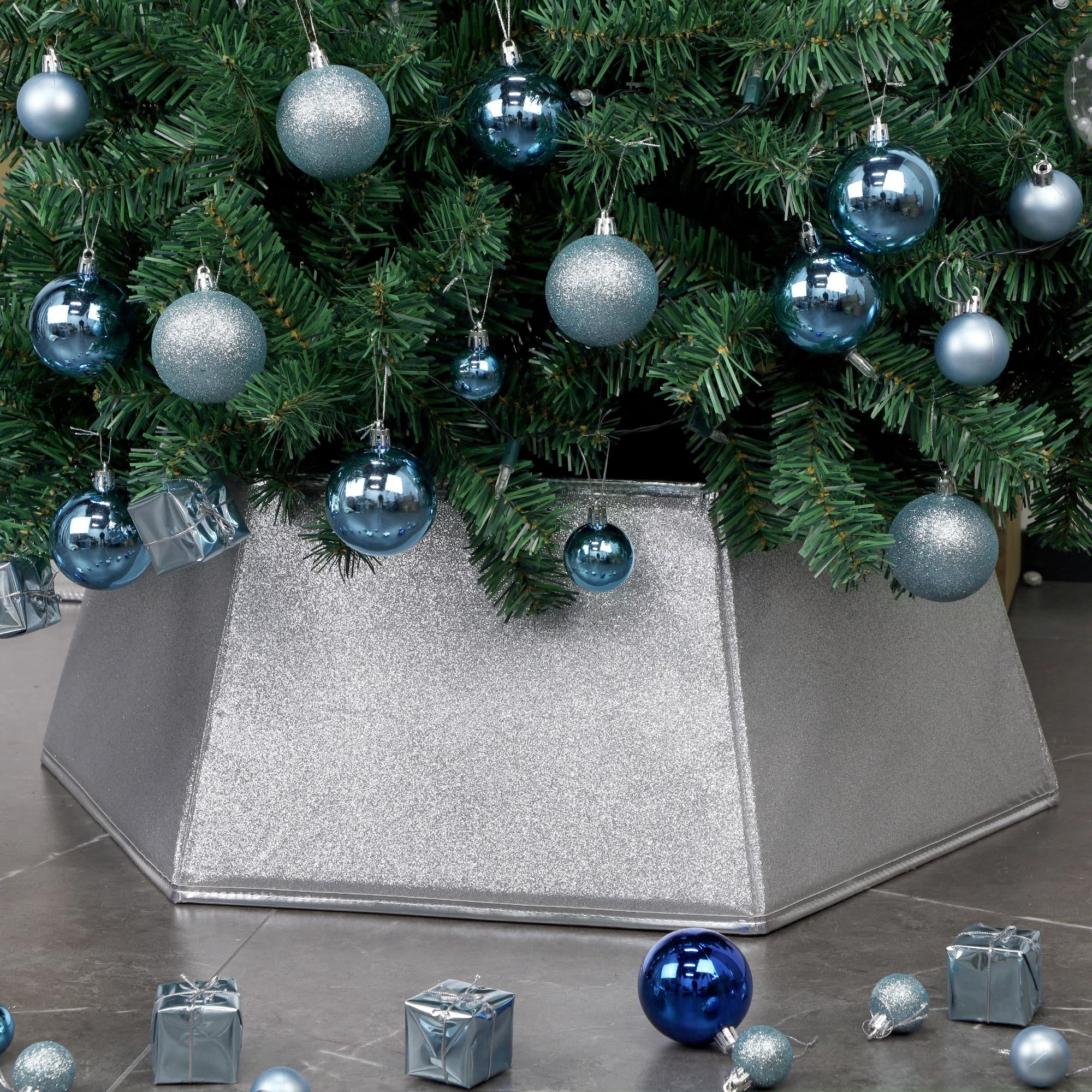 Amazon.com: Blissun Fabric Christmas Tree Collar, Hexagonal Christmas ...