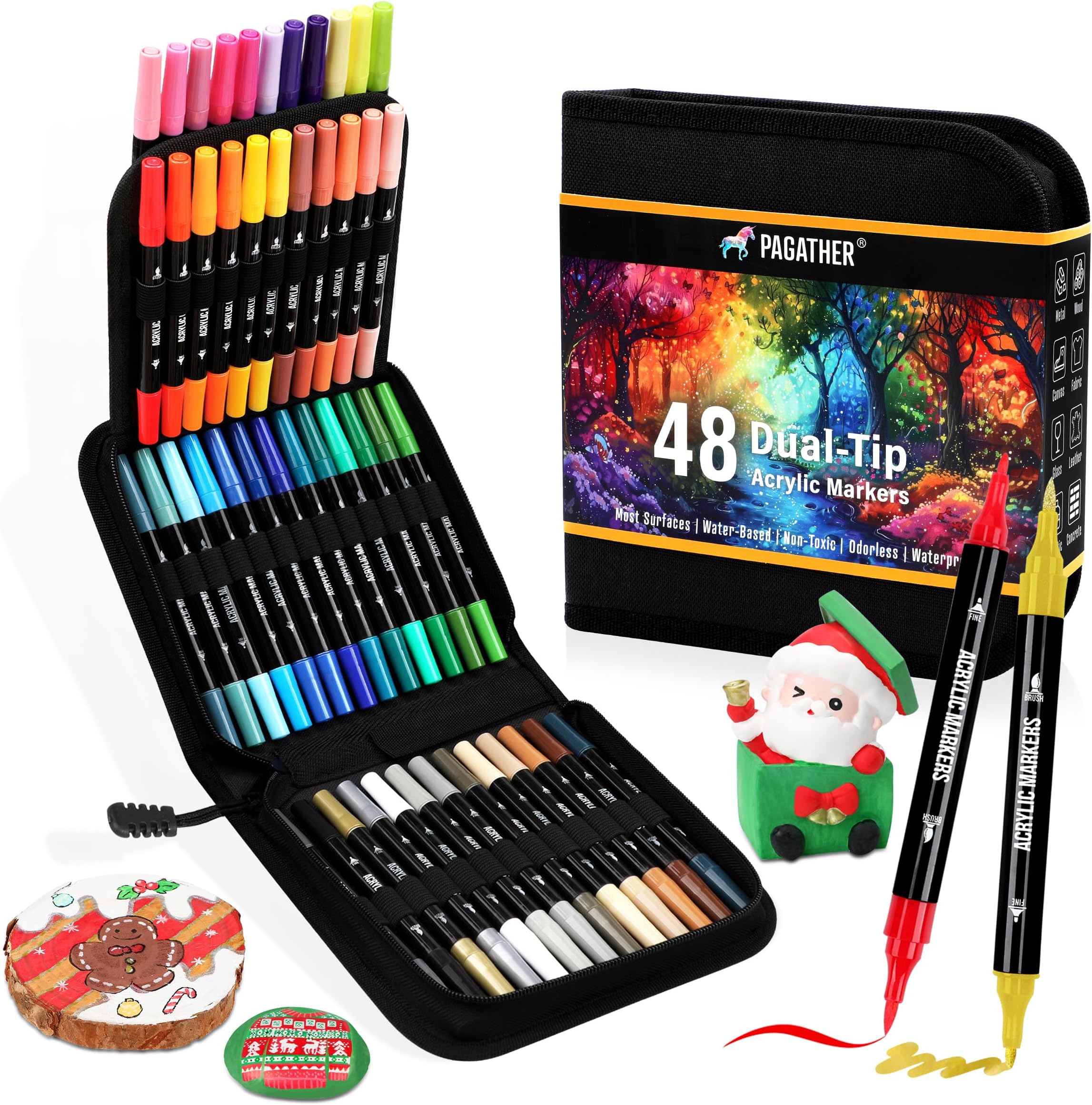 Amazon.com : Betem 36 Colors Dual Tip Acrylic Paint Pens Markers ...