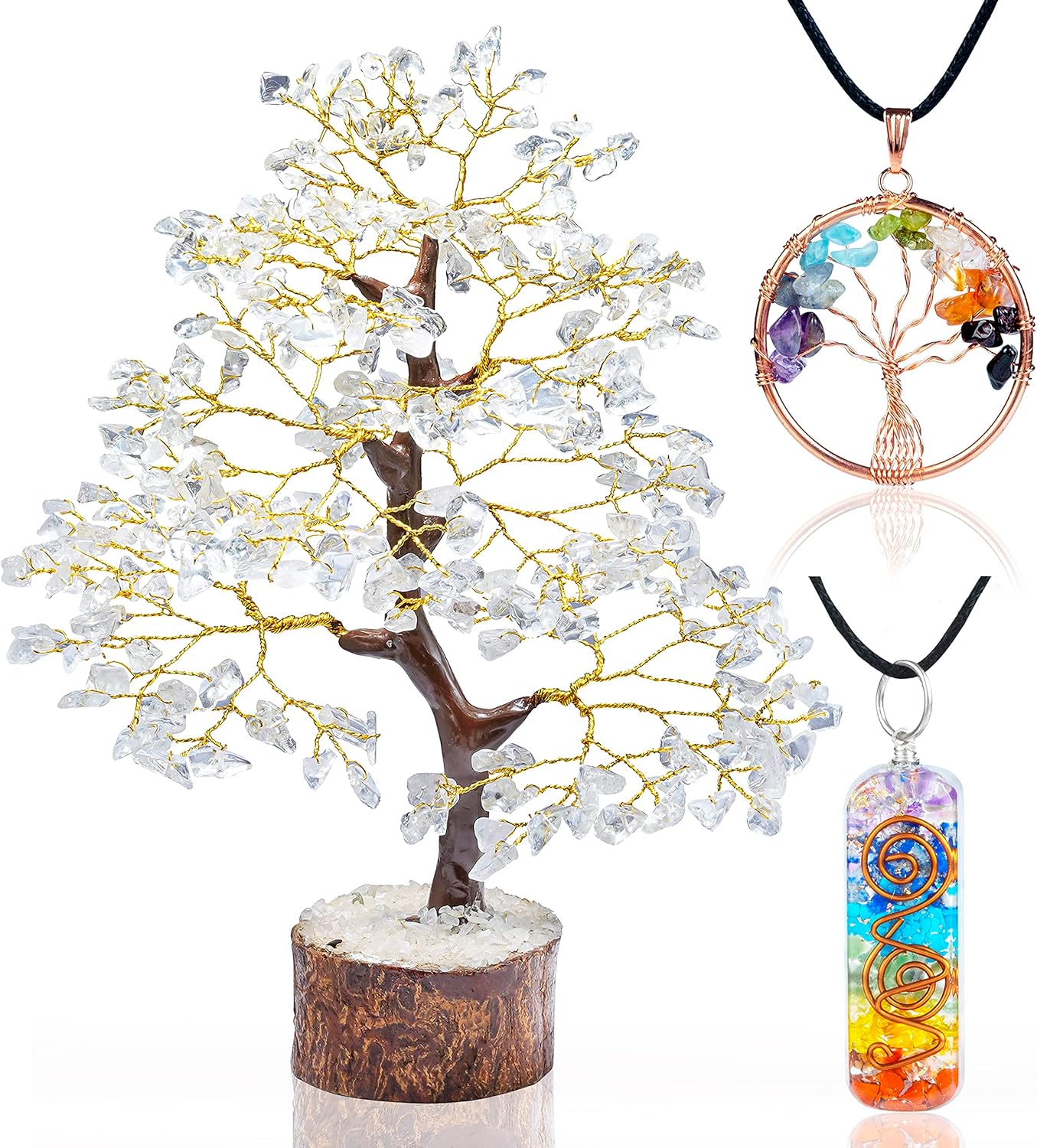 Amazon.com: Clear Quartz Crystal Tree of Life - Gemstone Tree for ...