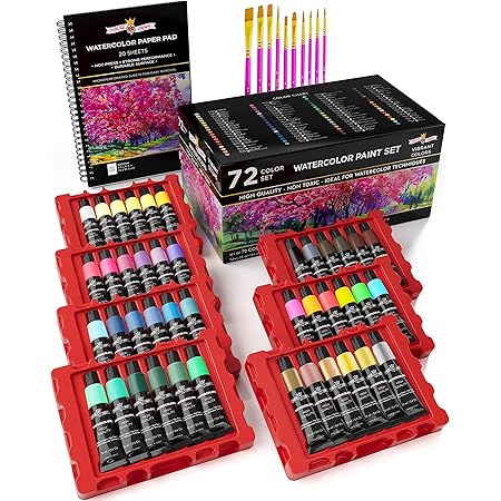 Amazon.com: Watercolor Paint Set by Emooqi - 48 Vibrant Colors Art ...