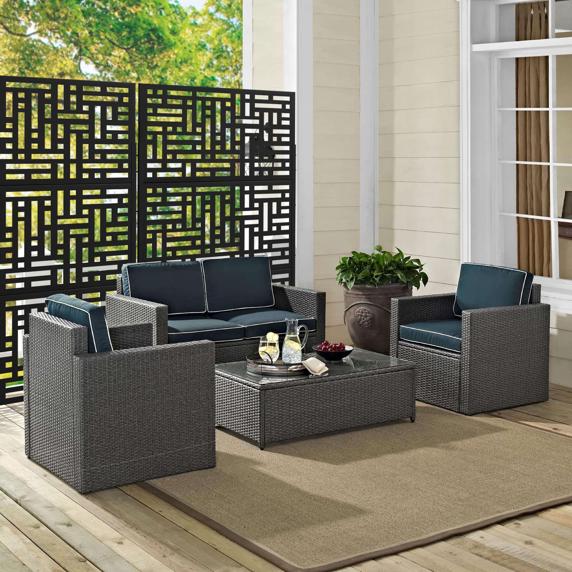 Snapklik.com : Metal Privacy Screen 72" H47 W,Freestanding Decorative ...