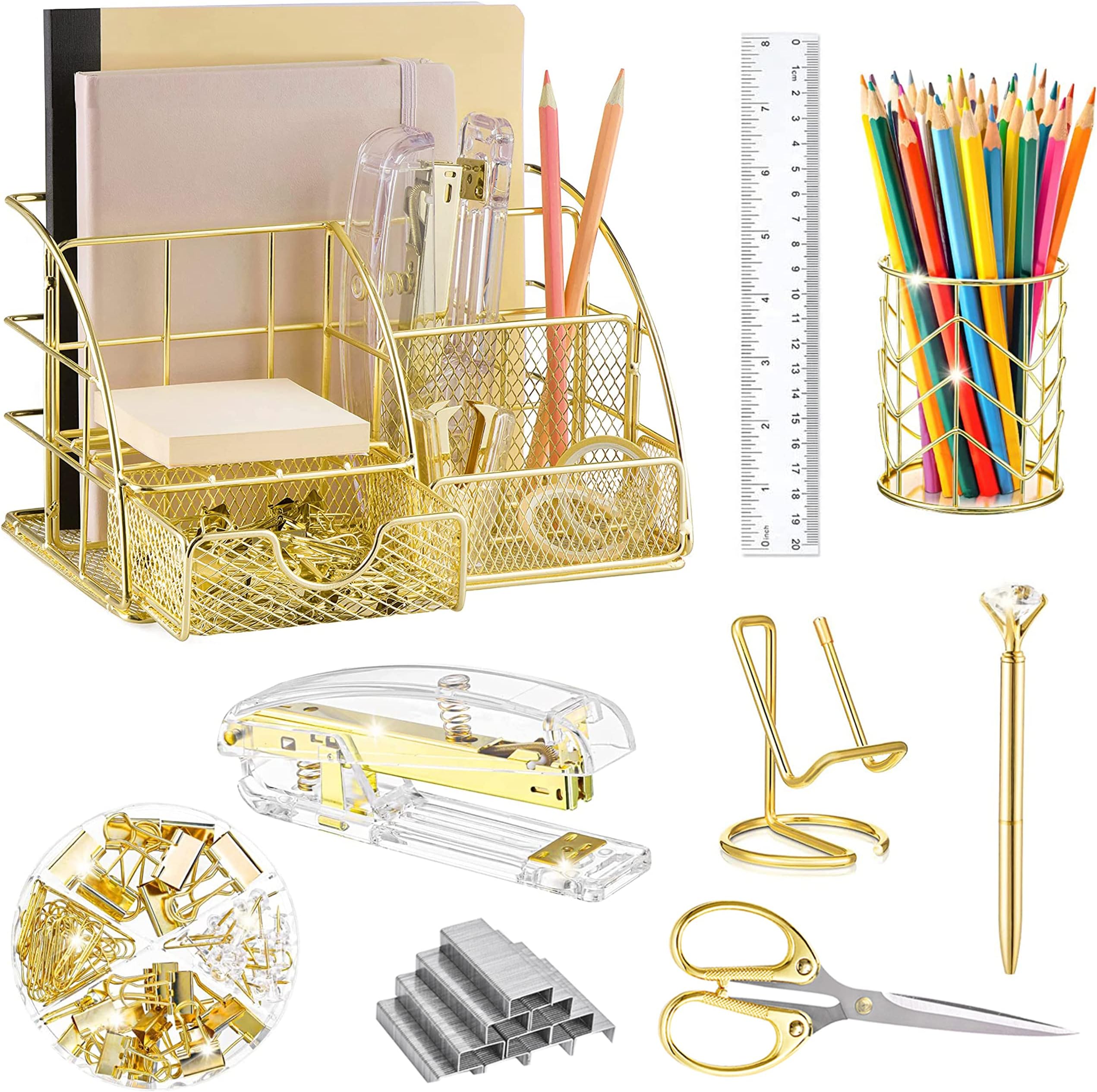 Amazon.com: Gold Desk Organizer - Gold Desk Accessories for Women ...