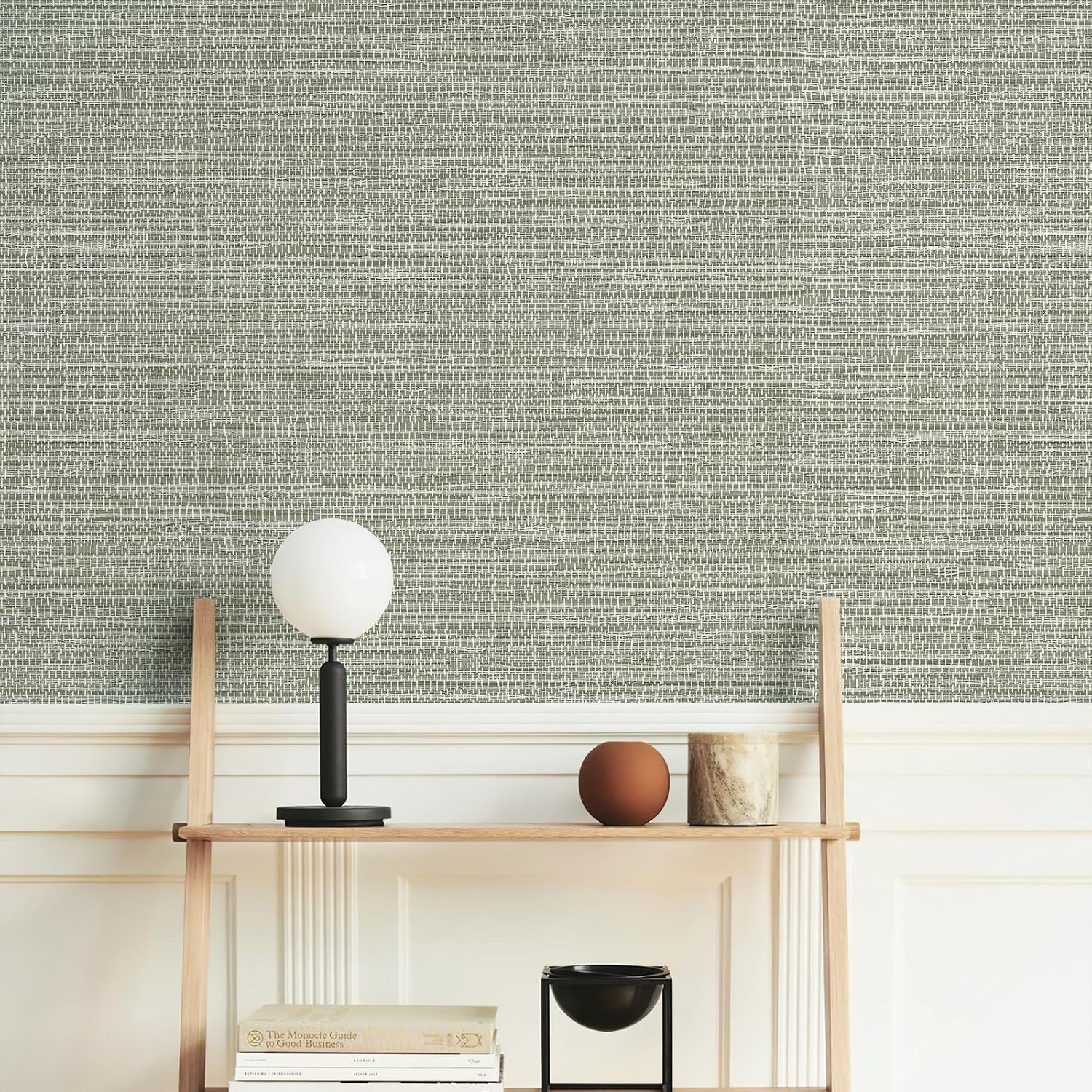 Simon&Siff Green Textured Grasscloth Peel and Stick Wallpaper 17.7"x394 ...