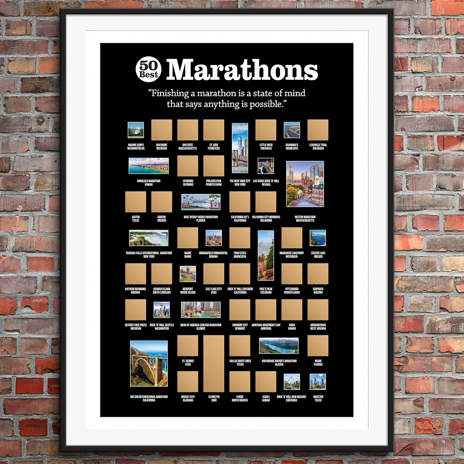 Amazon.com: Marathon Scratch Off Poster - Bucket List of 50 Best ...