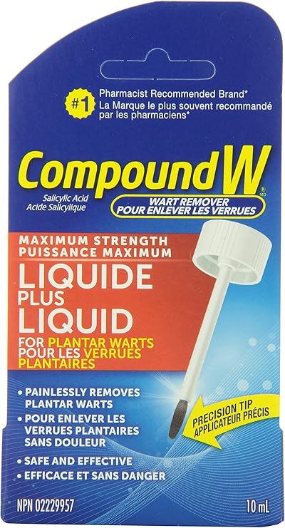 Compound W Wart Remover, Maximum Strength Liquid Compound Acid, 10ml ...