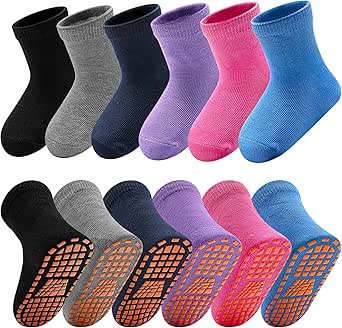 Amazon.com: SkiBeaut 6 Pairs Kid Grips Socks Youth Non Slip Child ...