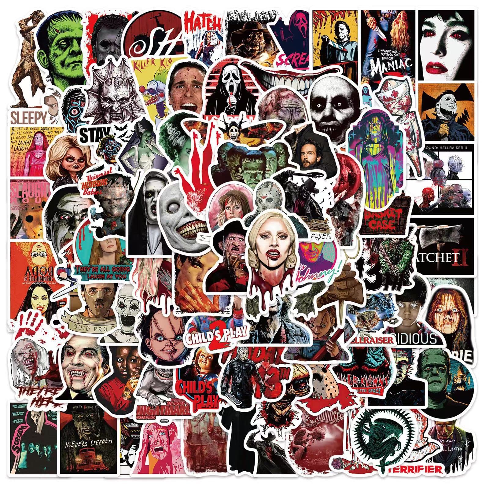 100 Pcs Horror Stickers,Horror Gifts,Horror Movie Stickers,Horror Decor ...