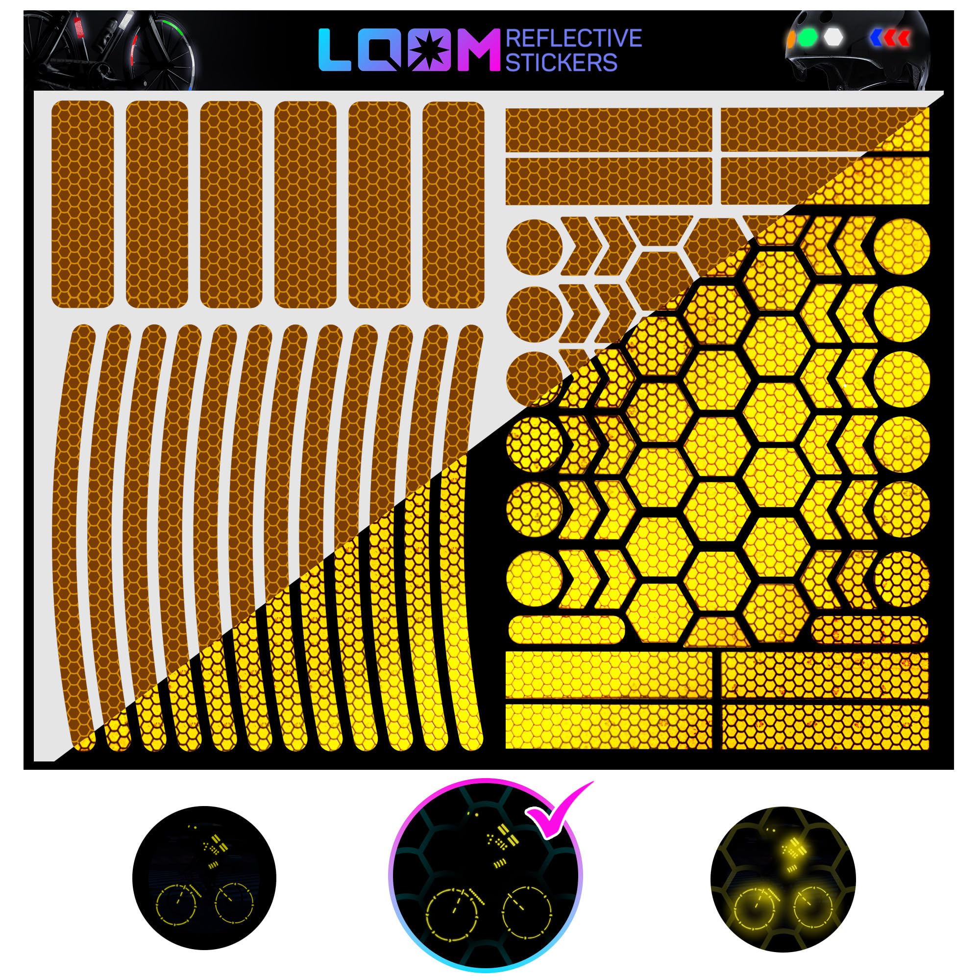 Amazon.com: Reflective Stickers for Bikes 85pc (Yell)-Waterproof, High ...