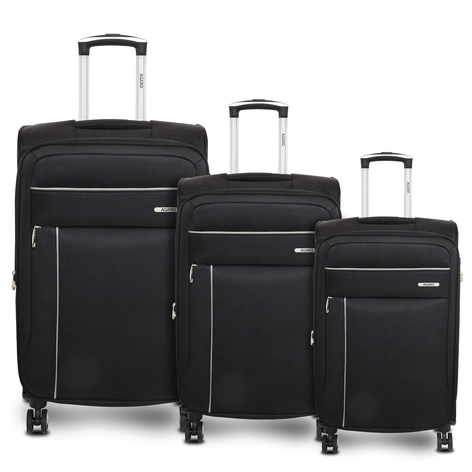 AGARO Galaxy Polyester Softsided Check-in Luggage Set of 3 (20-24-28 ...