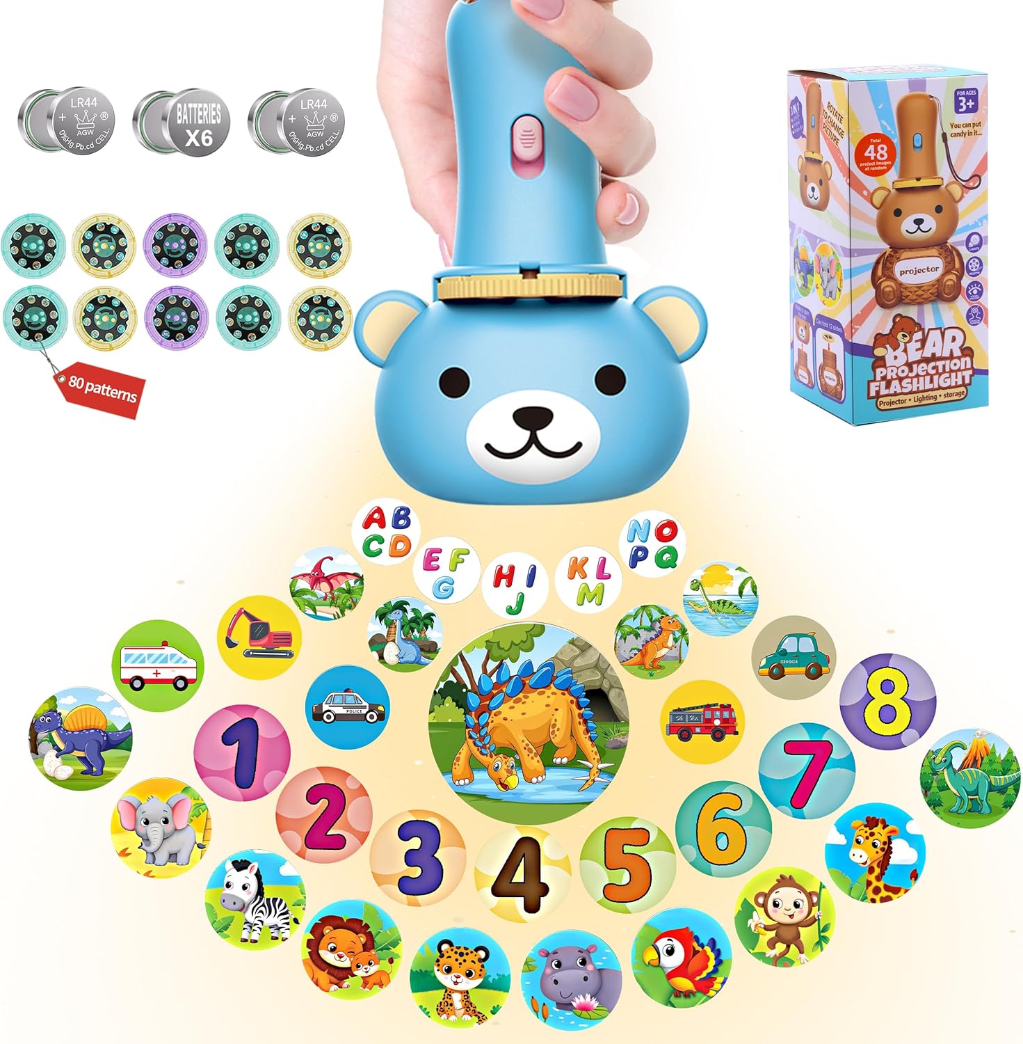 Amazon.com: Kids Flashlight Color Projector with 80 Patterns - Slide ...