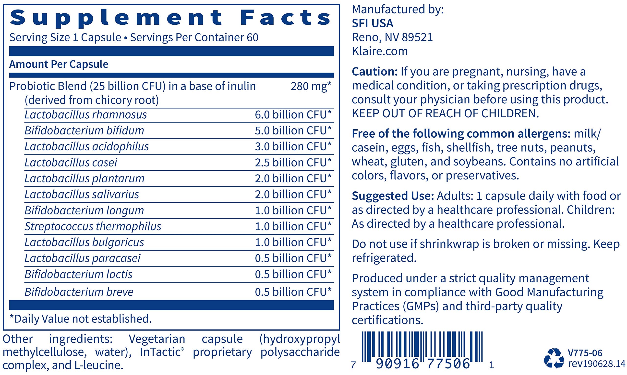 Snapklik.com : Klaire Labs Ther-Biotic Complete - 25 Billion CFU ...
