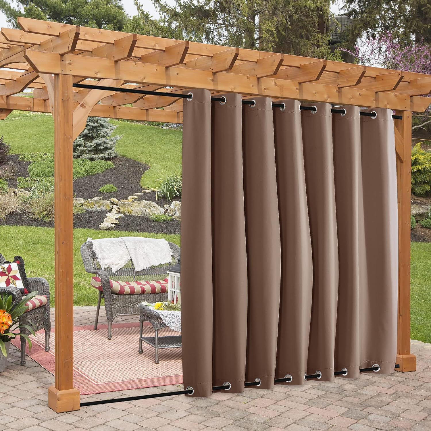 Amazon.com: StangH Windproof Extra Wide Patio Outdoor Curtains - Thick ...