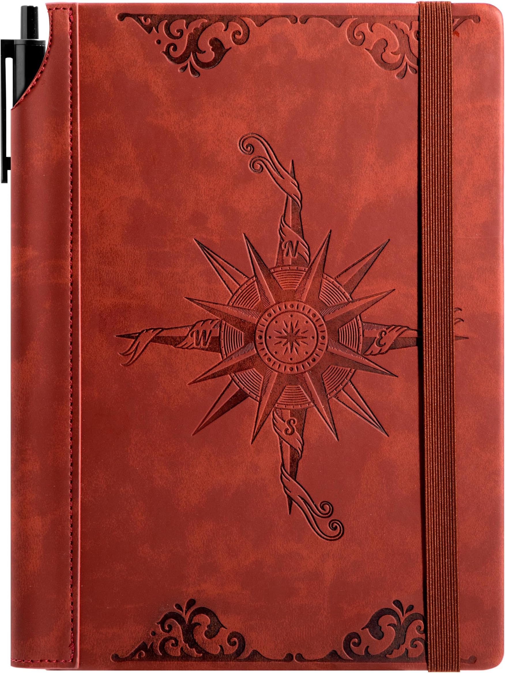 Amazon.com : CAGIE Compass Leather Notebook Journal for Men, 100 GSM ...