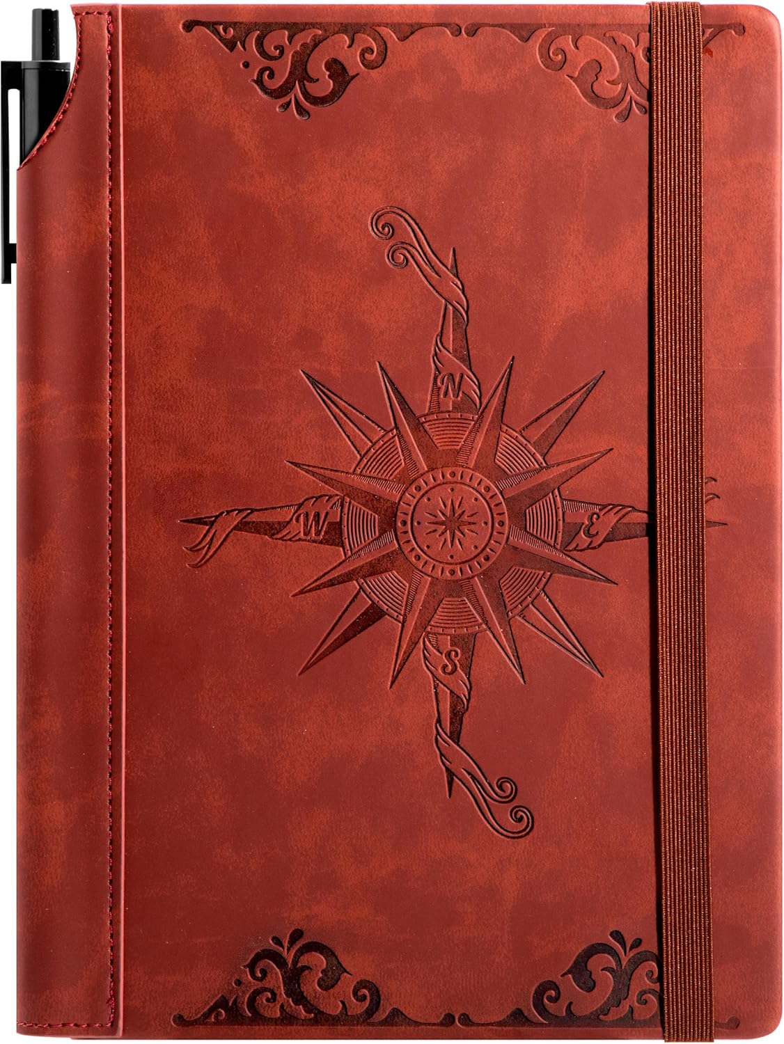 Amazon.com : CAGIE Compass Leather Notebook Journal for Men, 100 GSM ...