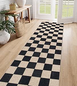 Amazon.com: Lahome Checkered Easy Jute Runner Rug, 2x8 Kitchen Rug Non ...