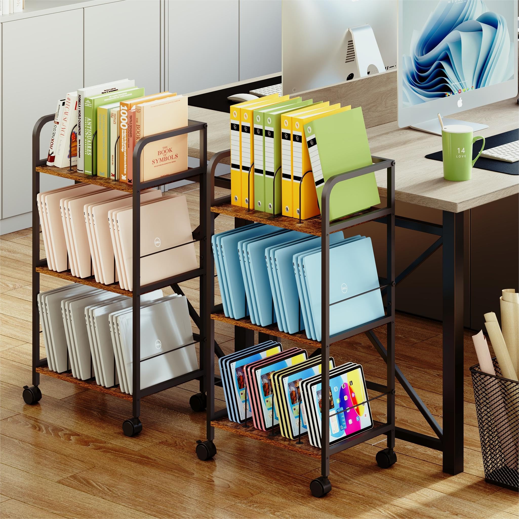 Snapklik.com : Rolling Utility Cart, 3-Tier Mobile Device Storage Rack ...