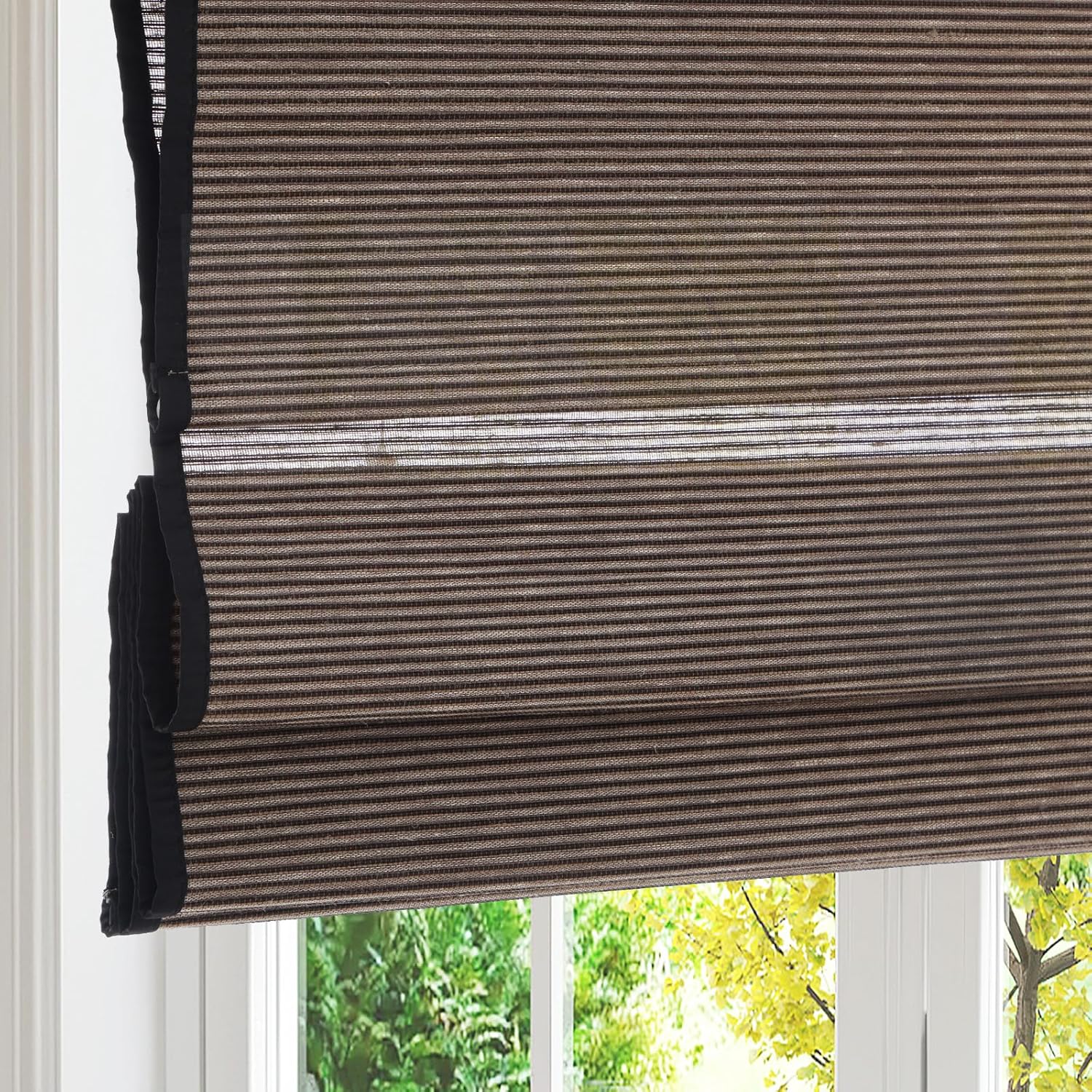 Amazon.com: Artdix Bamboo Roman Shades, Jute Dark Brown Cordless Custom ...