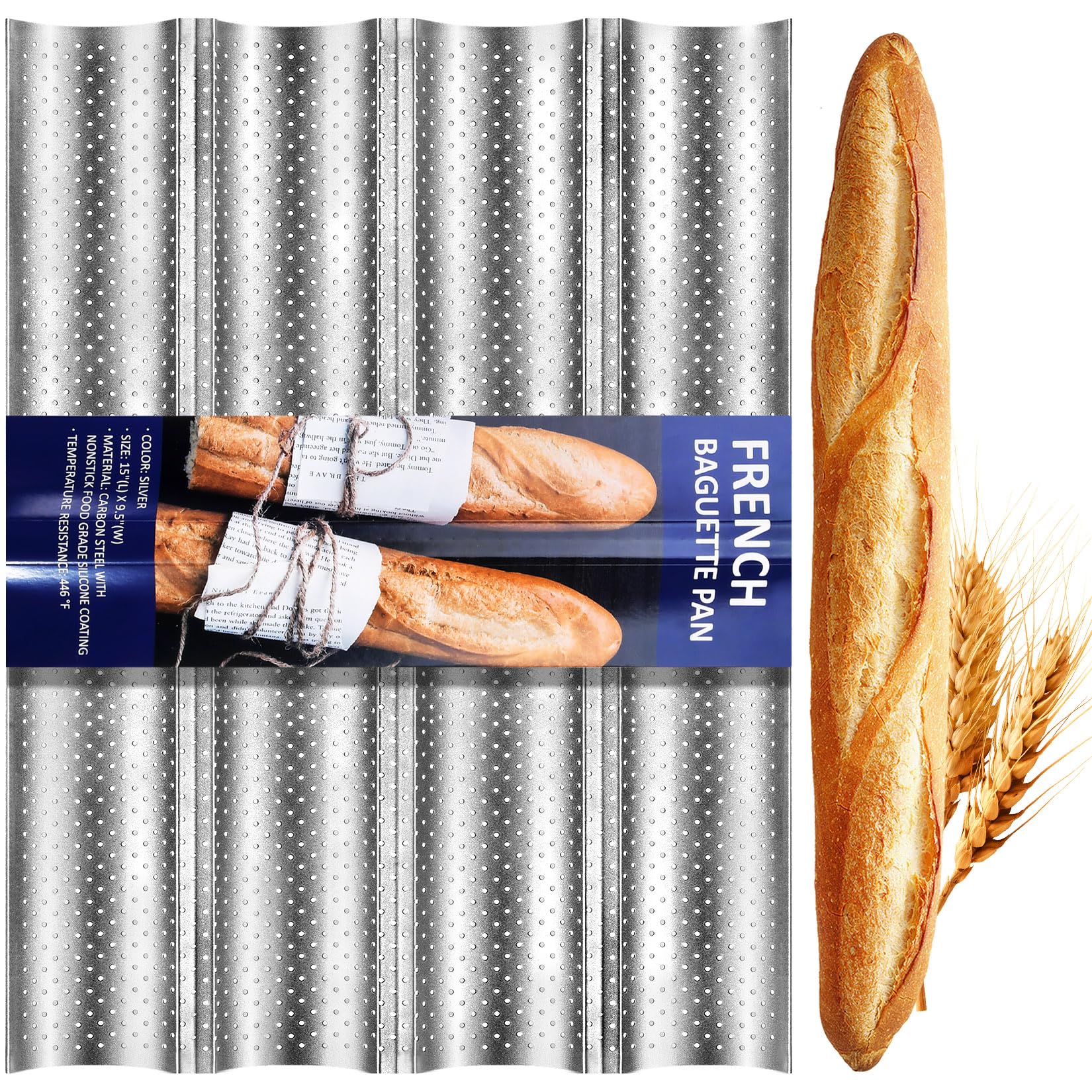 Amazon.com: GGC Baguette French pan, 4-Loaf Bread Pan with Nonstick ...