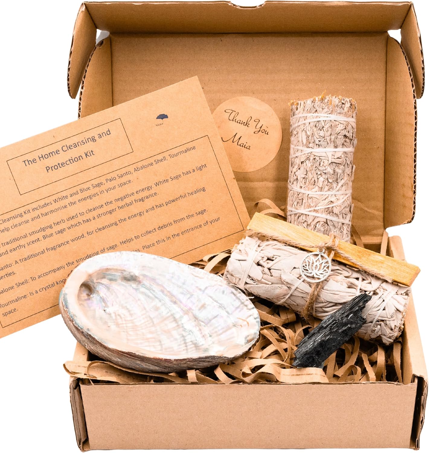 White Sage Smudging Kit With Palo Santo, Abalone Shell, Black ...