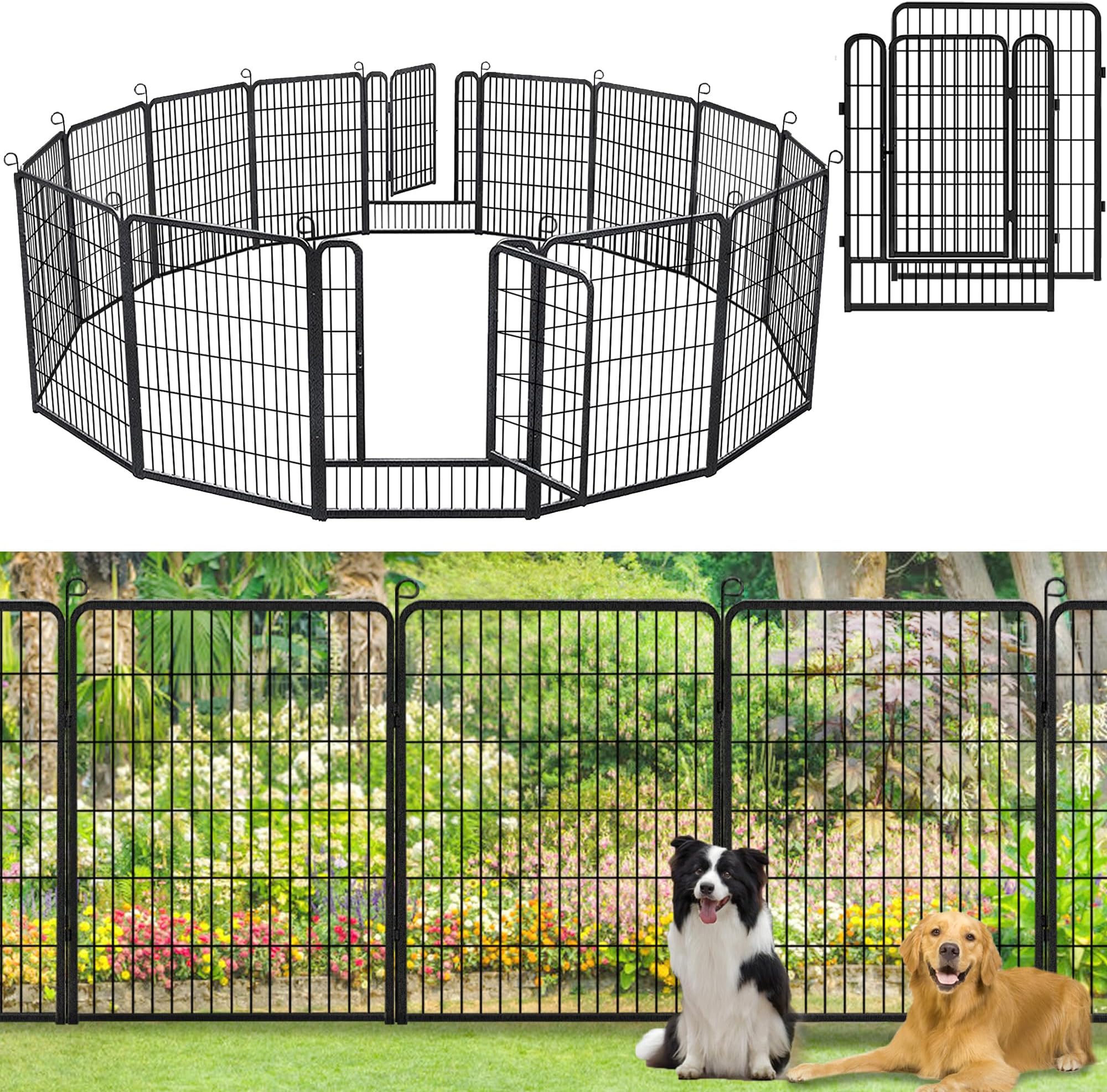 Amazon.com : Jhsomdr Decorative Metal Fence Panels Dog Fence Outdoor ...