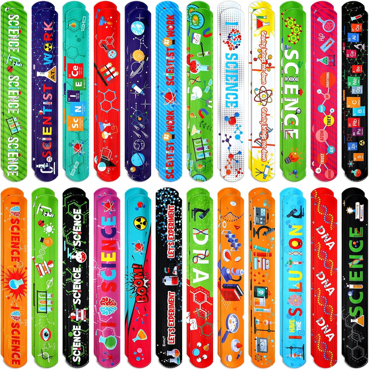 Amazon.com: Marsui 48 Pcs Science Slap Bracelets Bulk Snap Bracelets ...