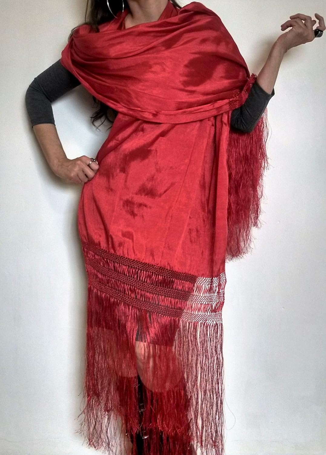 Amazon.com: Red Half Silk Mexican Rebozo