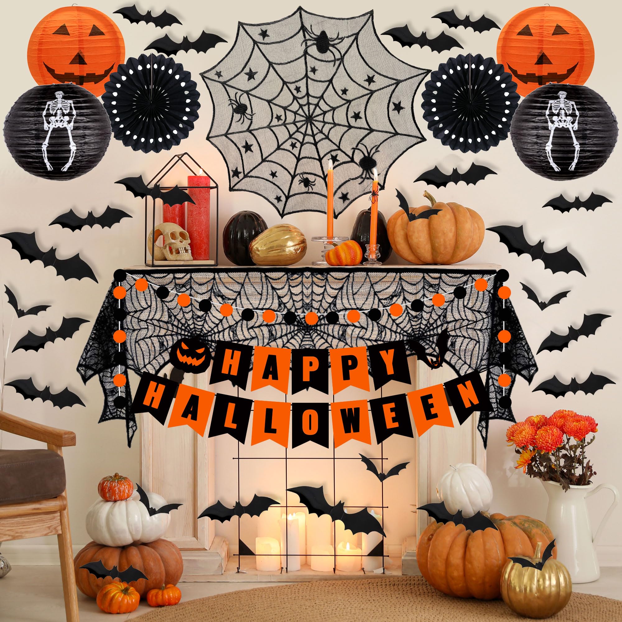 Amazon.com: DMIGHT Halloween Decorations Indoor Set, Paper Lanterns ...