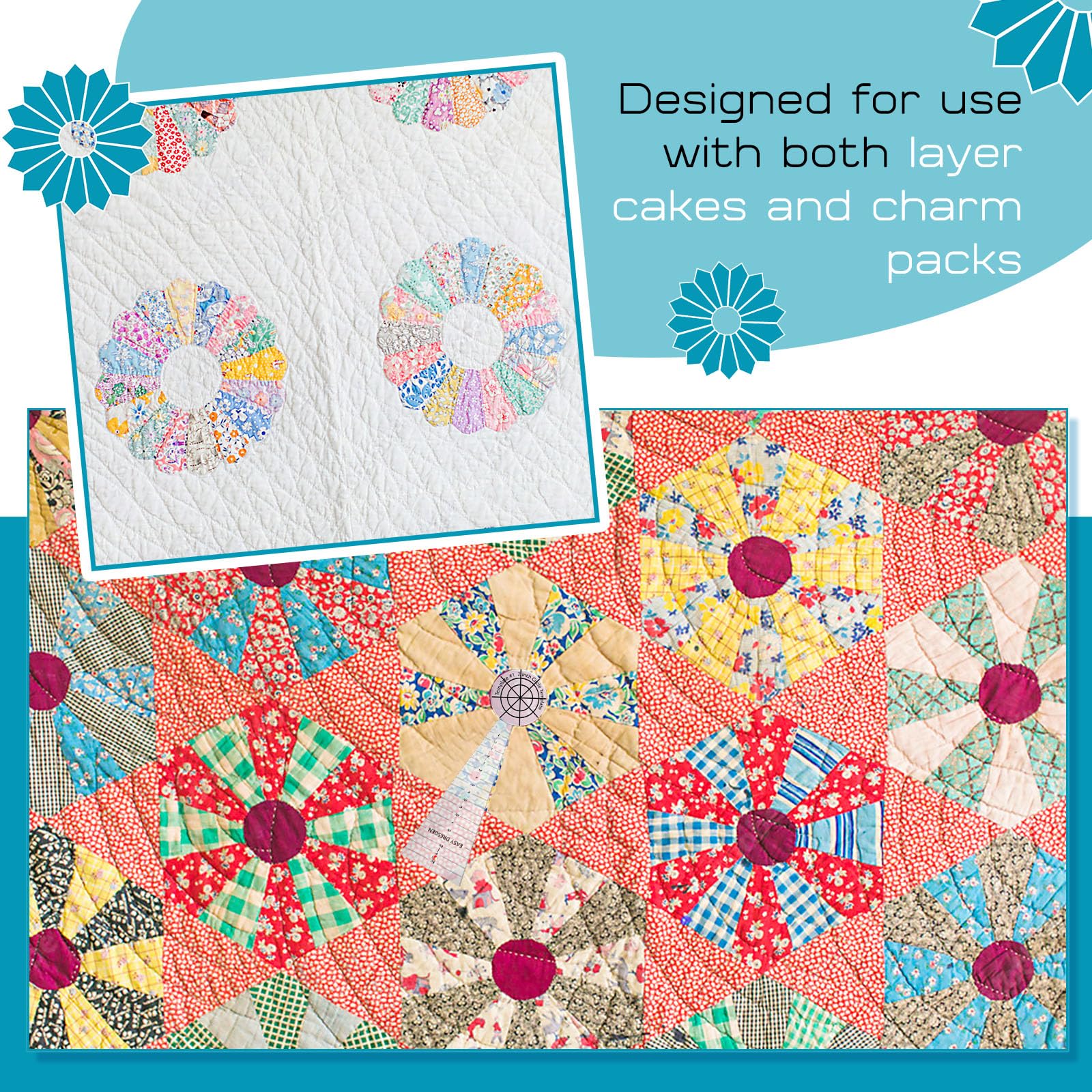 Snapklik.com : 5 Pcs Acrylic Quilting Template Ruler 10 Inch Dresden ...