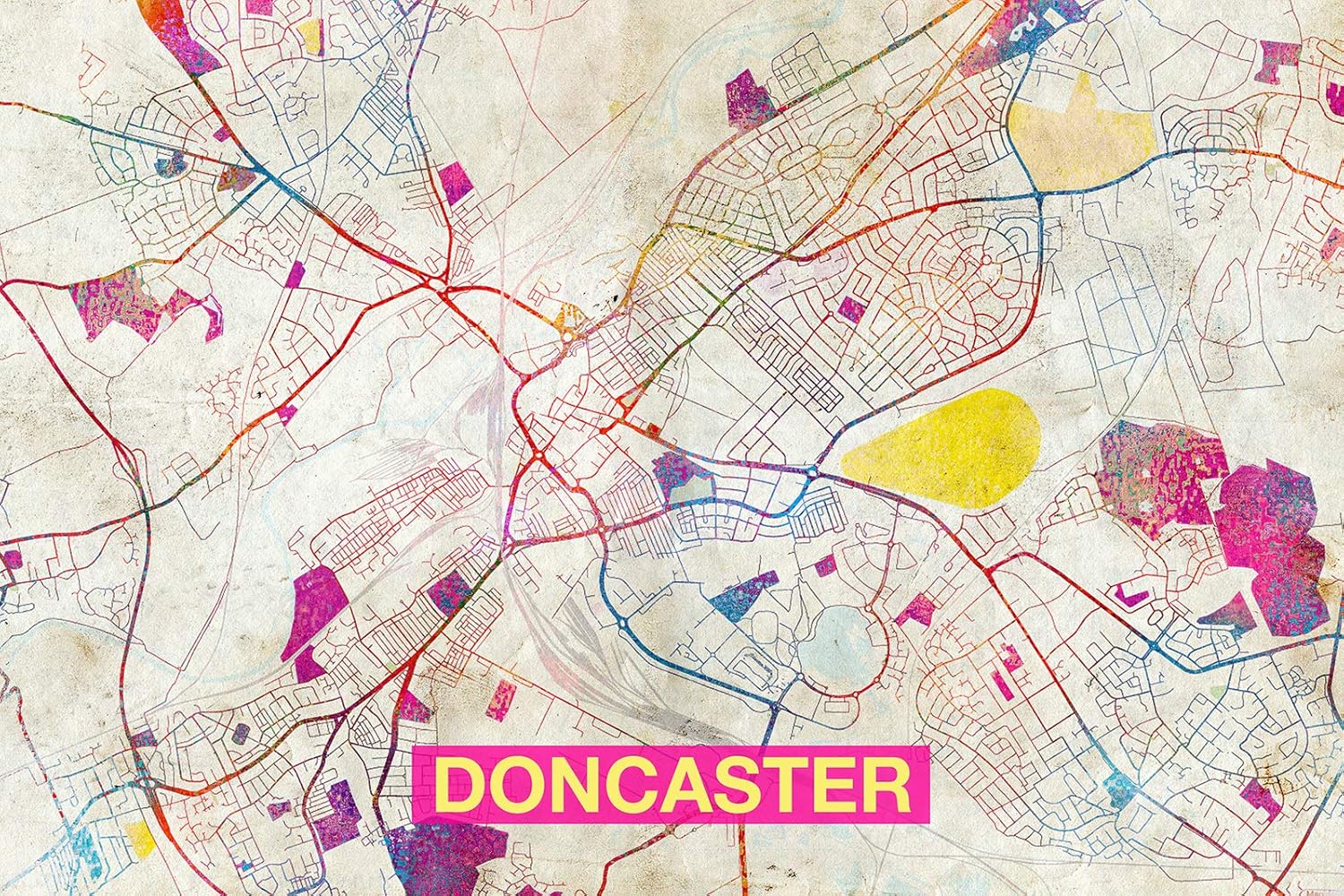 Doncaster (England, UK) Artistic Modern Map - Photo Poster Art Print ...