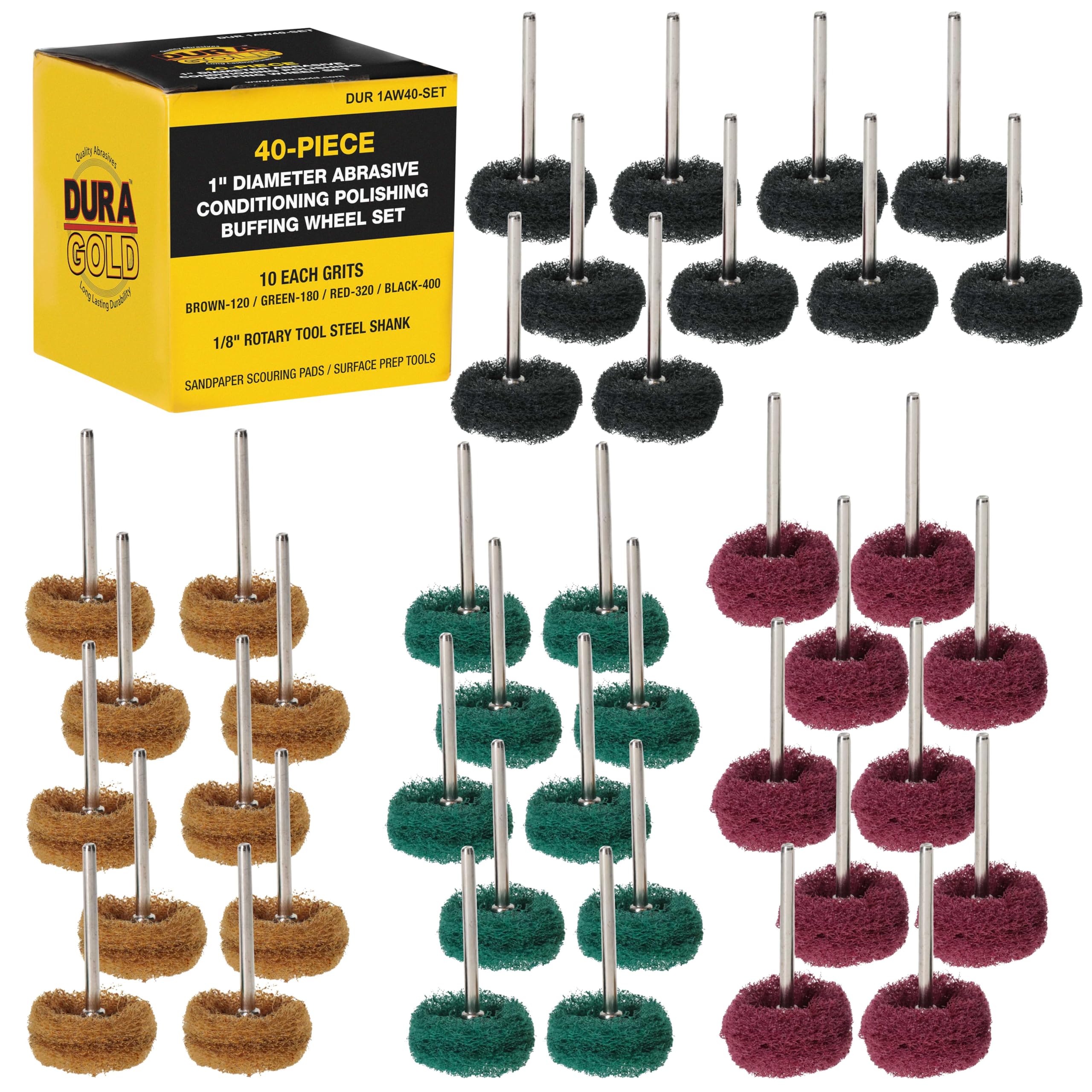 Dura-Gold 40-Piece 1" Abrasive Conditioning Polishing Buffing Wheel Set ...