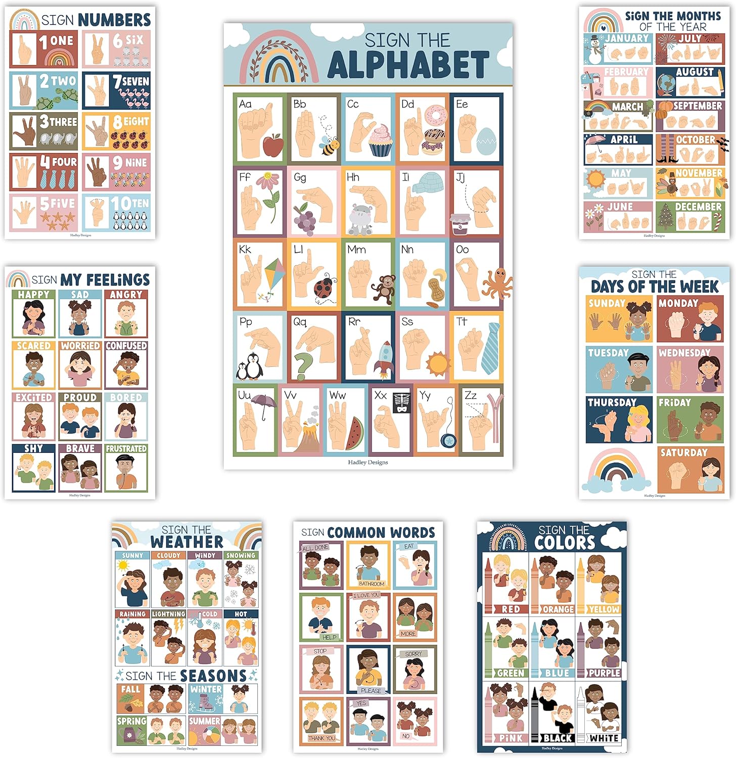 Boho ASL Alphabet Posters for Kids - Classroom Decor Philippines | Ubuy