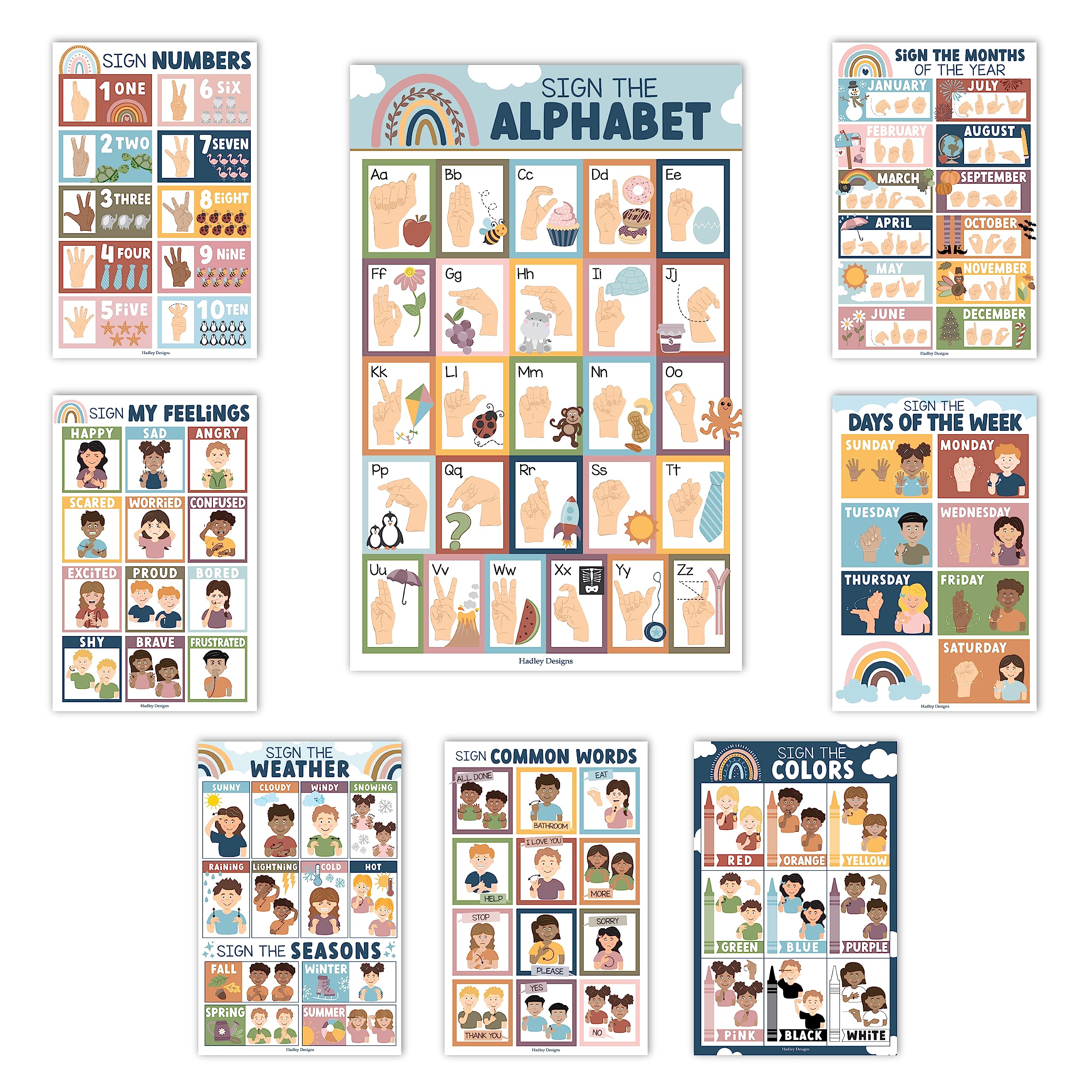 Snapklik.com : Hadley Designs 8 Boho American Sign Language Poster For ...