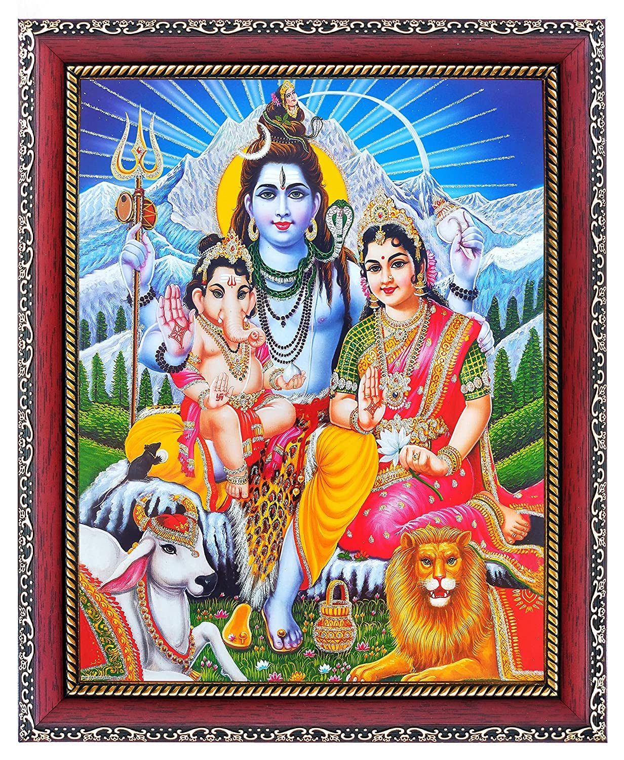 Buy Shiva Parvati with Ganesha | Shiv Parivar Photo Frame For Wall ...