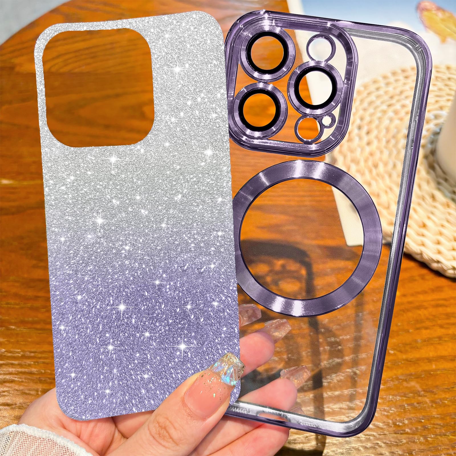 Hython for iPhone 15 Pro Max Case Clear Magnetic Glitter Phone Cases ...